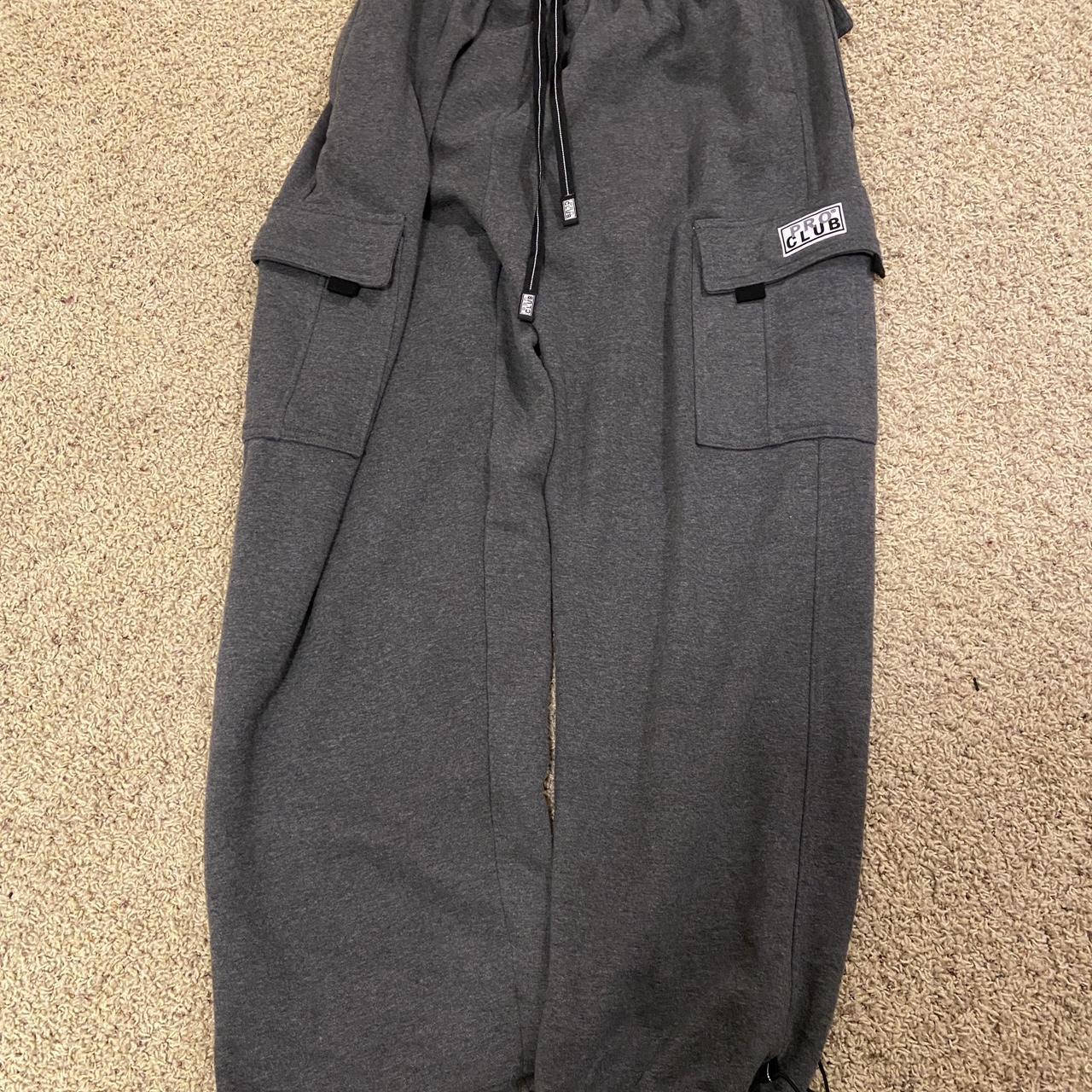 sick heavyweight pro club charcoal sweatpants super... - Depop