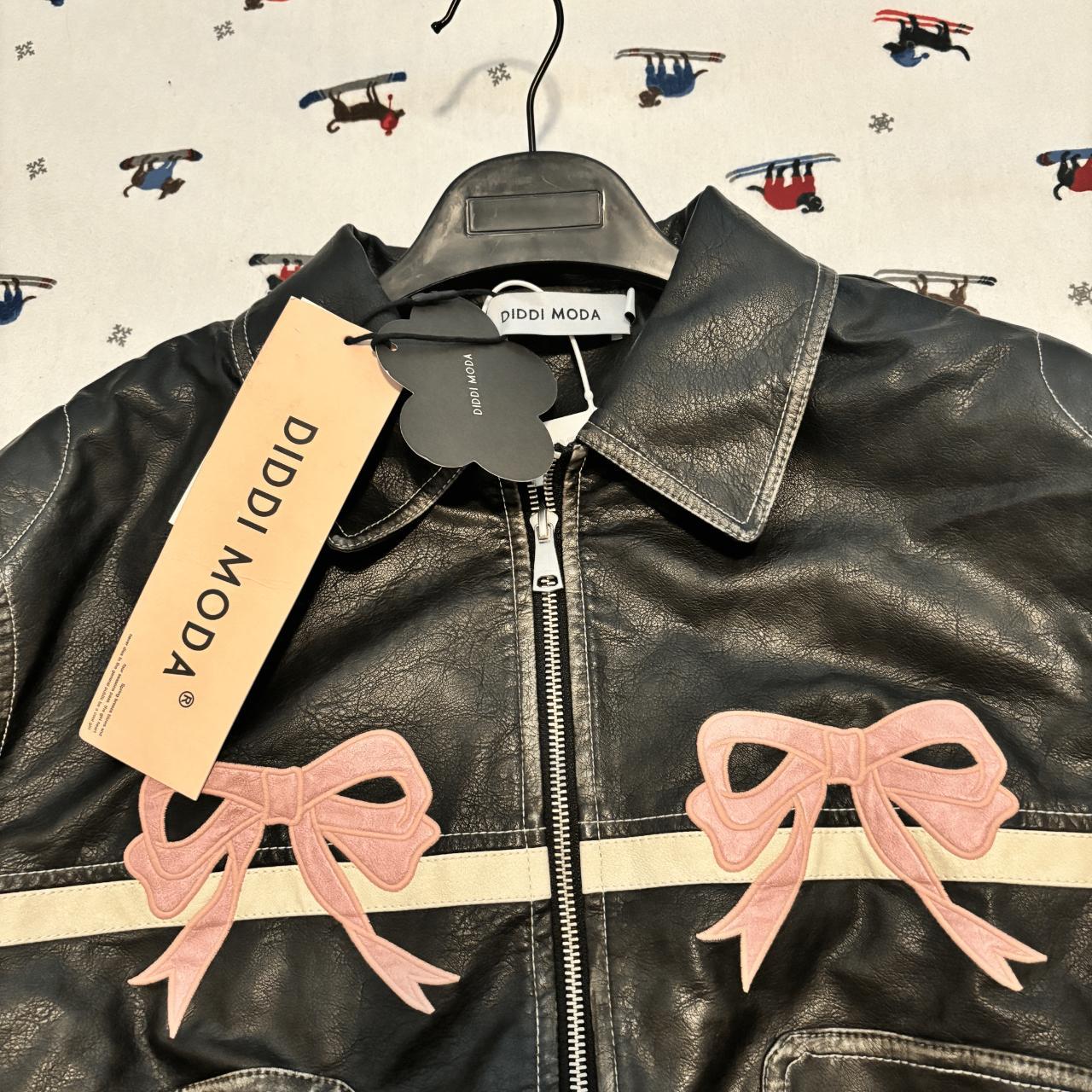 DiDi MoDa Leather Bow Black Jacket - Depop