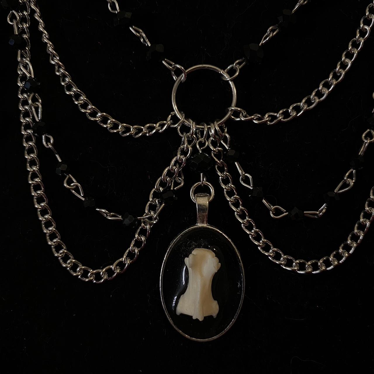 Handmade bone necklace in style “Morticia”... - Depop