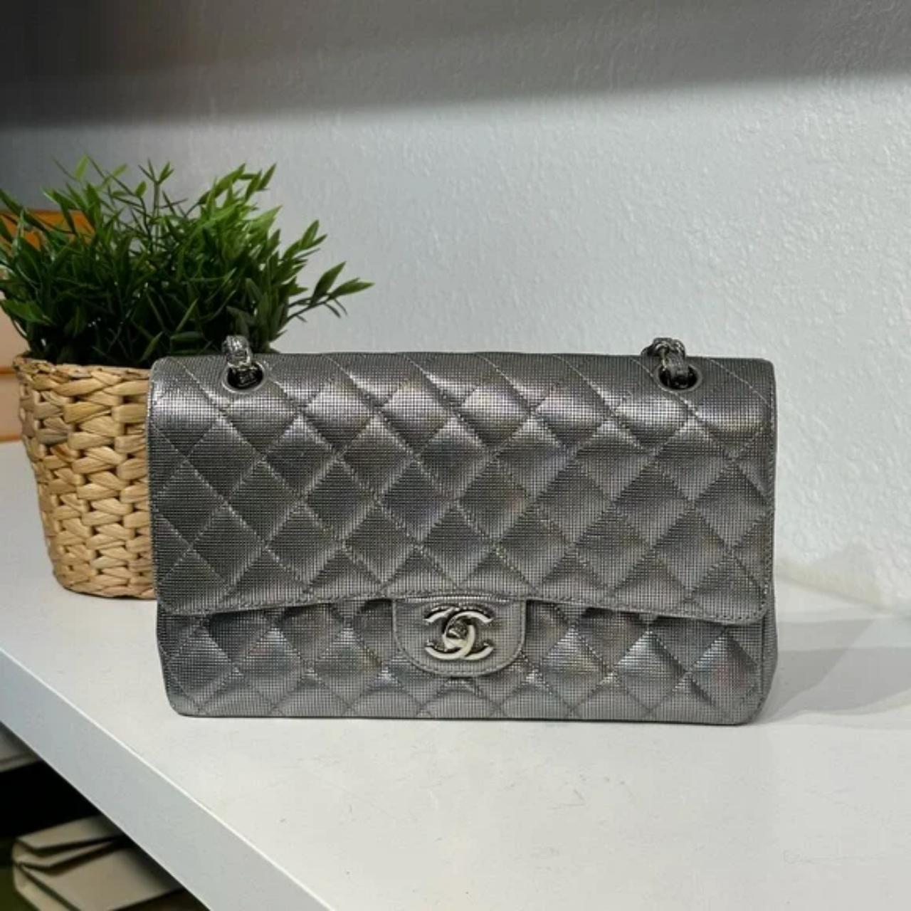 Chanel Silver Classic Double Flap FC Shoulder... - Depop