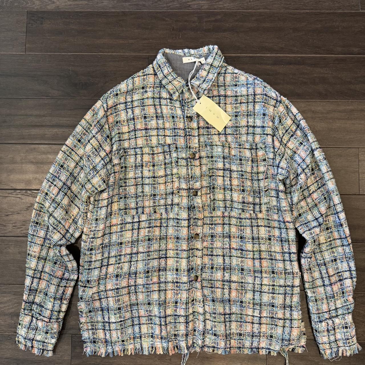 MNML Oversized Raw Edge Flannel Size M Brand new... - Depop