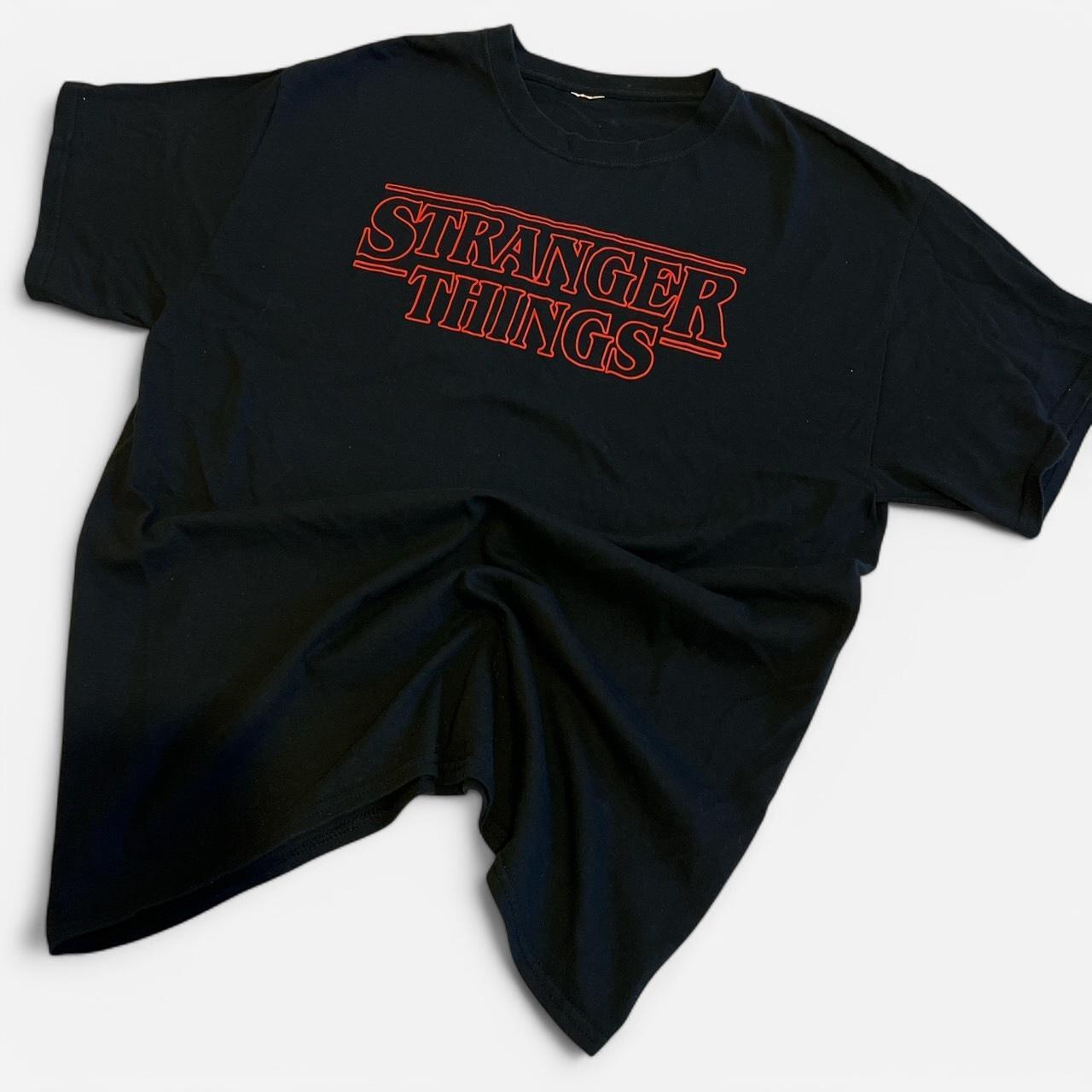 Stranger Things red and black cotton t-shirt... | Depop