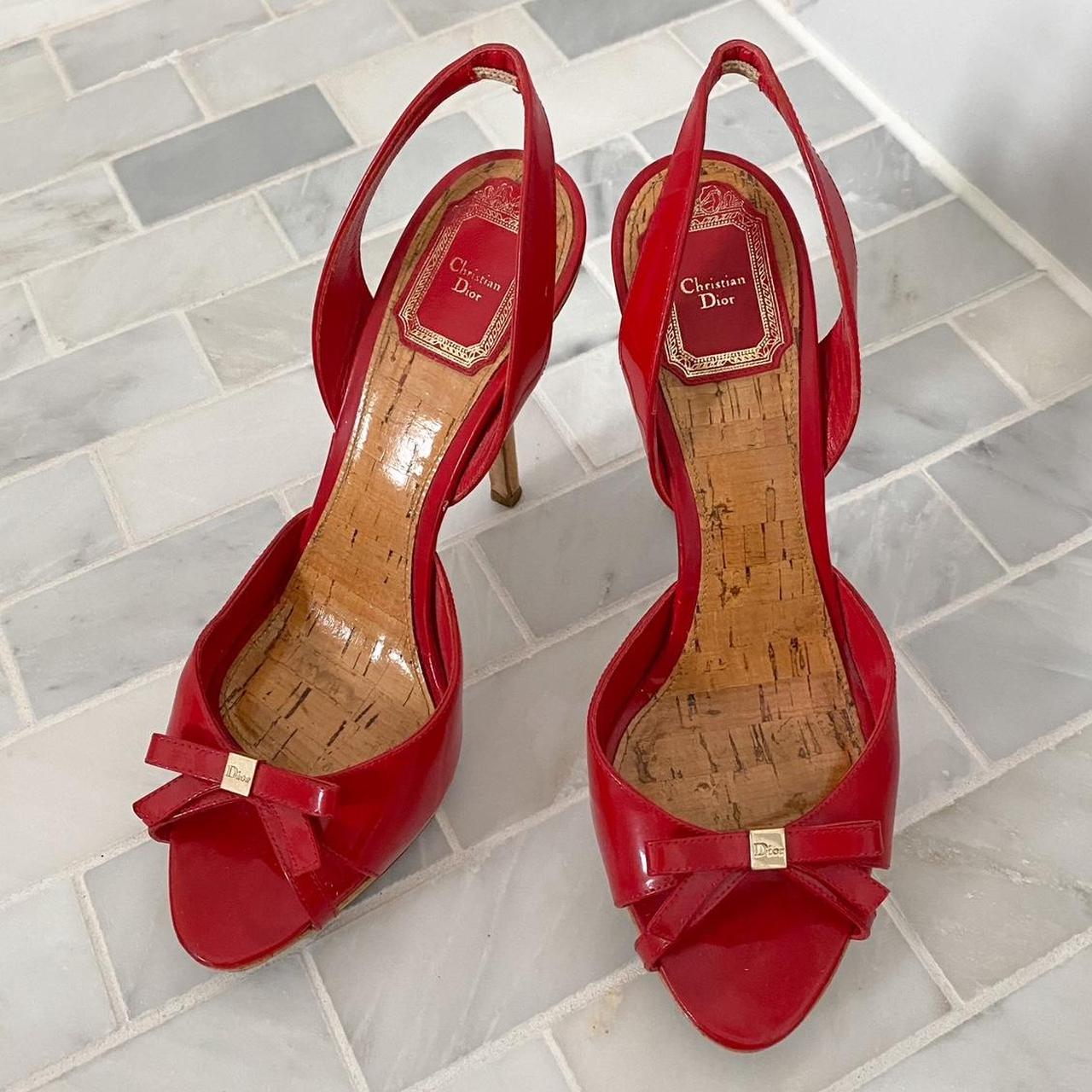 Red bow Dior sandal platform heels Size 38 #dior... - Depop