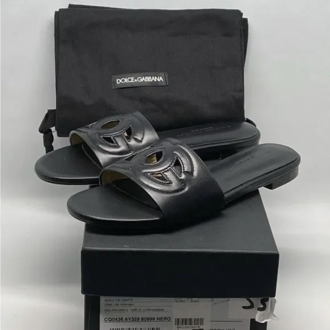 Dolce & Gabbana Bianca Interlock Slide Sandal size... - Depop