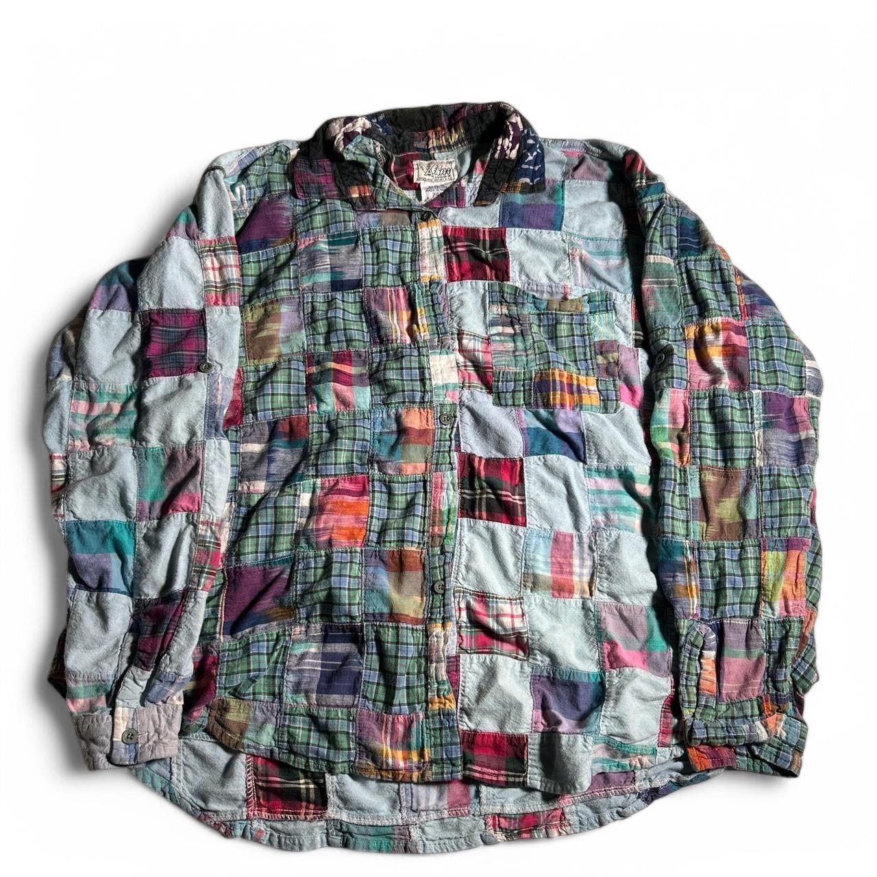 VINTAGE Madras patchwork button up shirt 💯 100%... | Depop