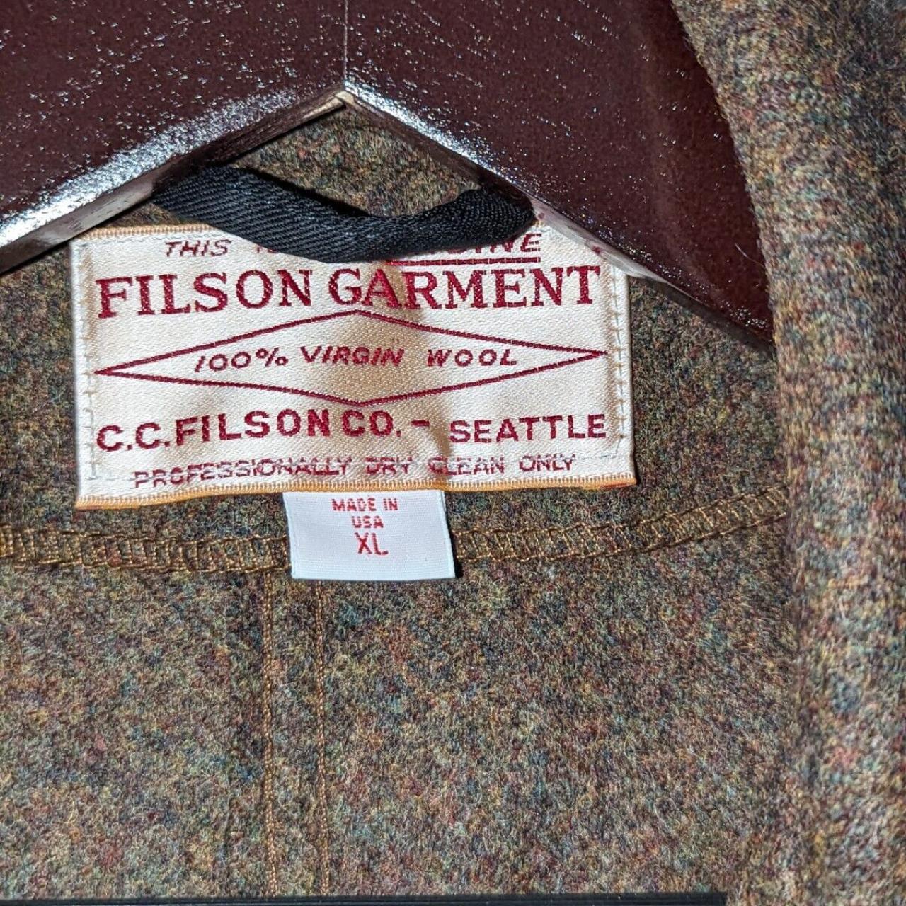 VINTAGE Filson Garment 100% Virgin Wool Army Green... - Depop