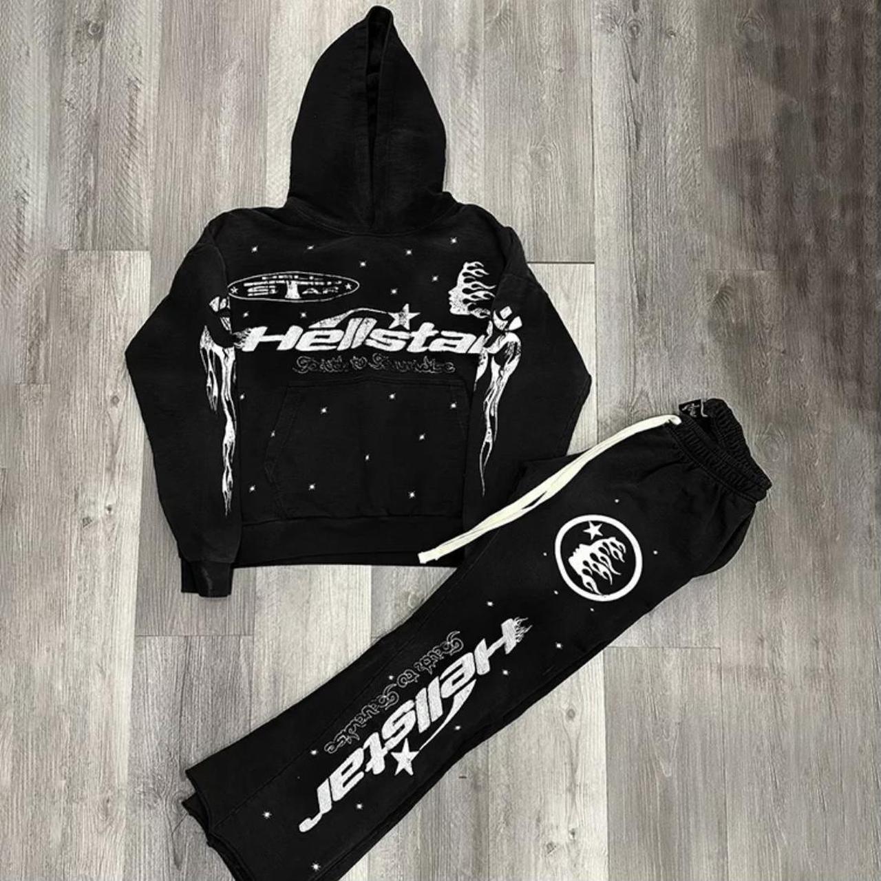 hell star graphic black pull over hoodie tracksuit &... - Depop