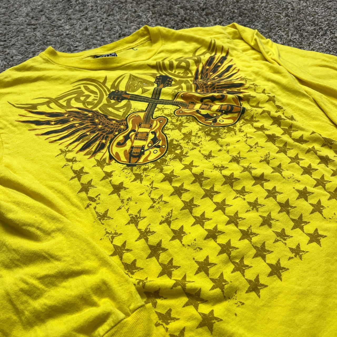 Yellow y2k/2000s style long sleeve shirt size: L... | Depop