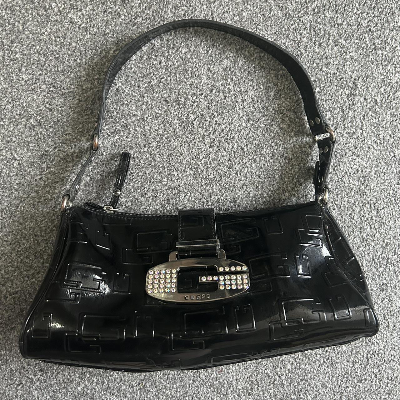 Vintage 2000s rhinestone black monogram Guess... - Depop
