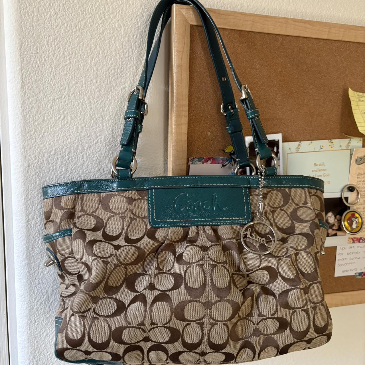 turquoise coach bag!🤎 outside is perfect inside... - Depop