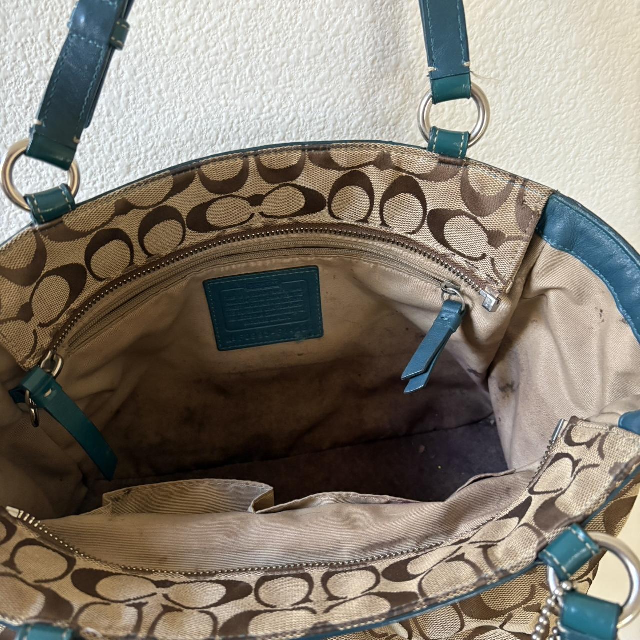 turquoise coach bag!🤎 outside is perfect inside... - Depop