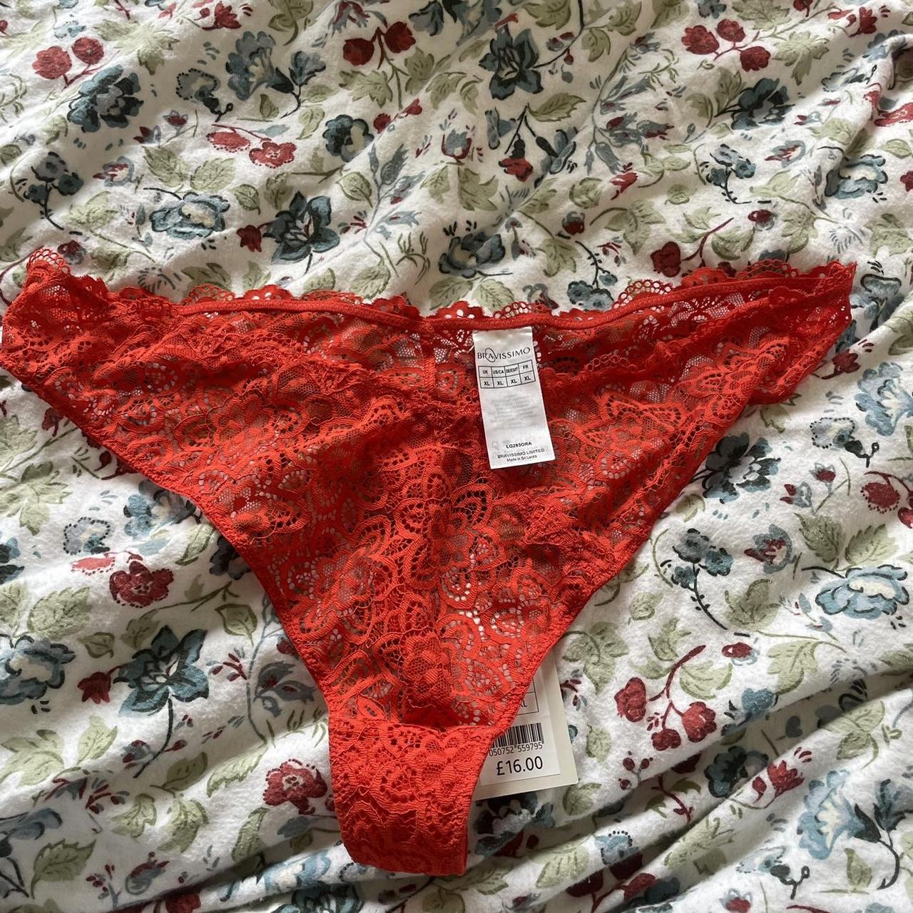 gorgeous red/orange bravissimo lingerie set!!! thong... - Depop