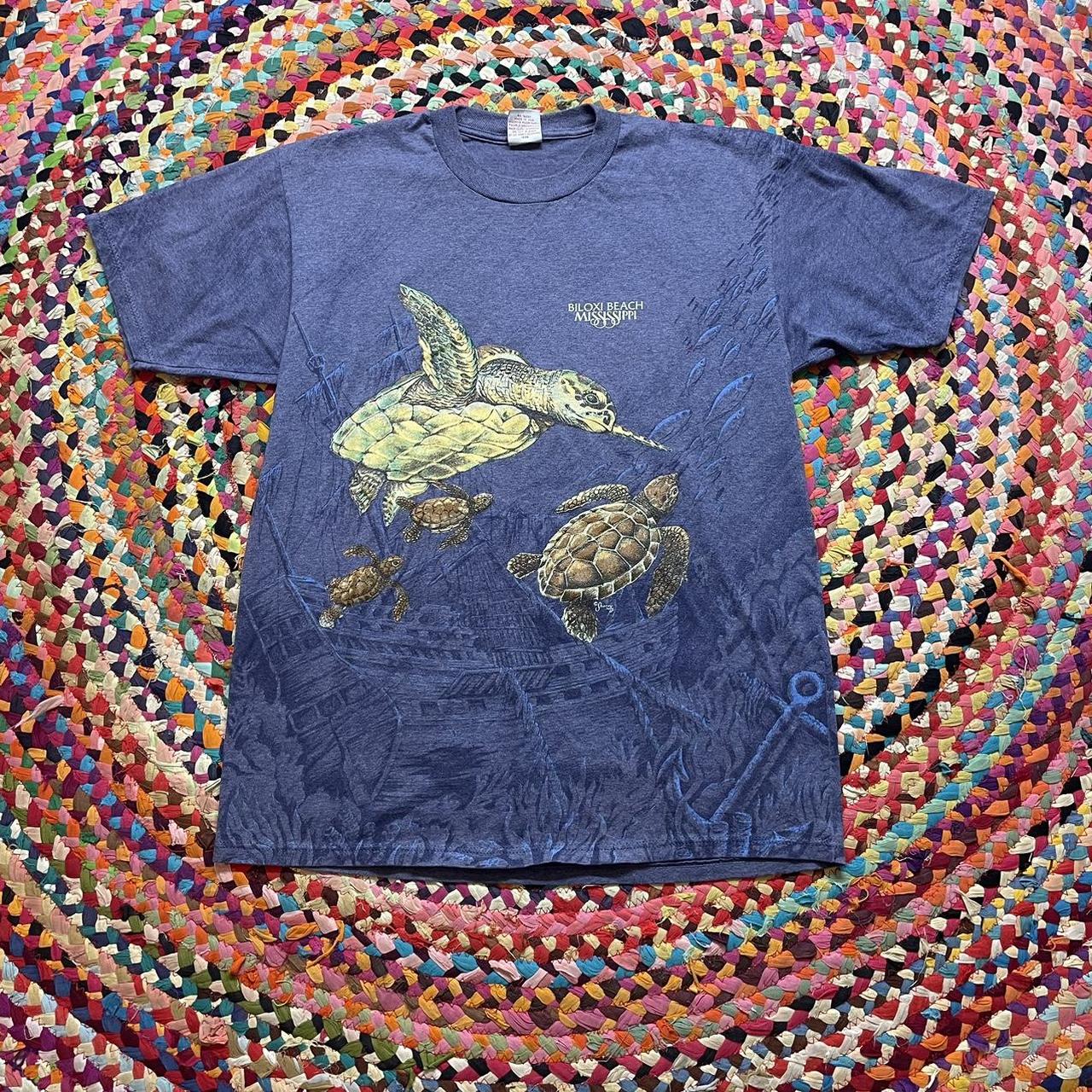 90s Wrap Around AOP Sea Turtle Nature Graphic... - Depop
