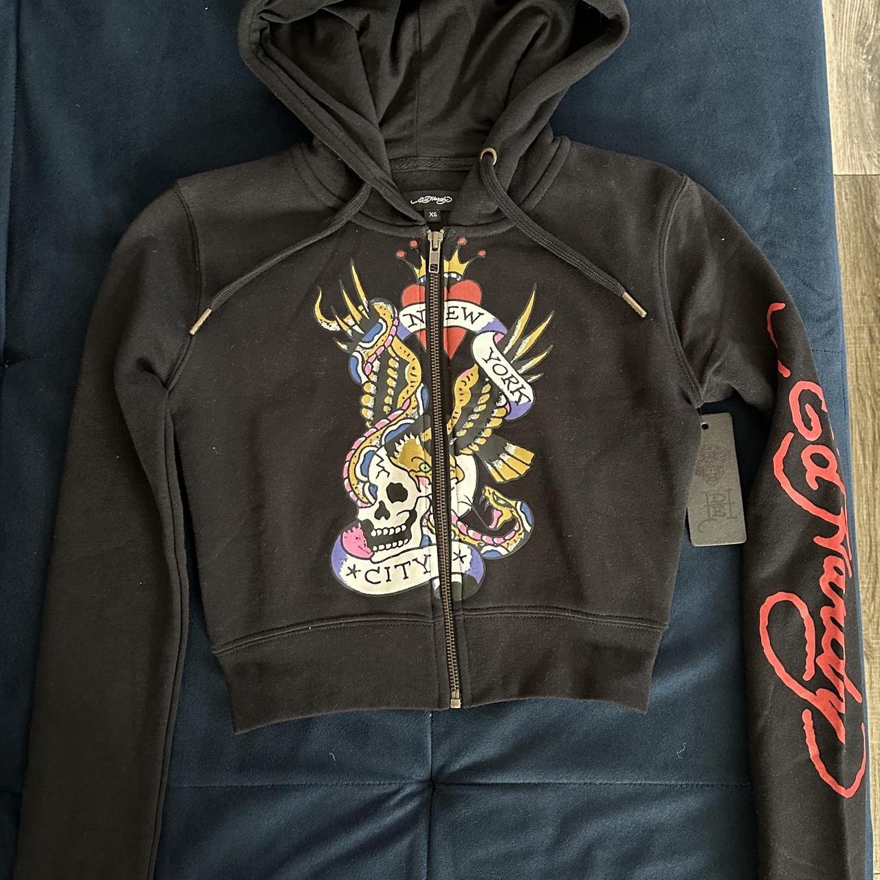 Ed Hardy Women’s Full Zip Skull Jacket NYC SKULL... - Depop