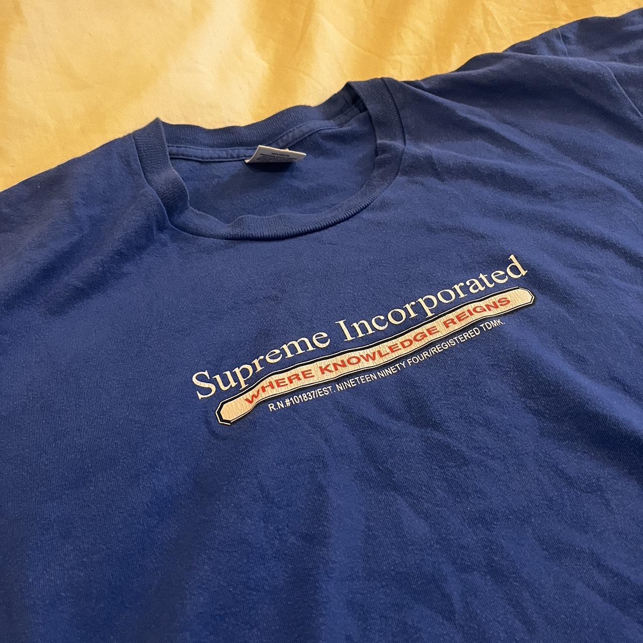 Supreme Inc. Tee Blue Medium Good condition Slight... - Depop