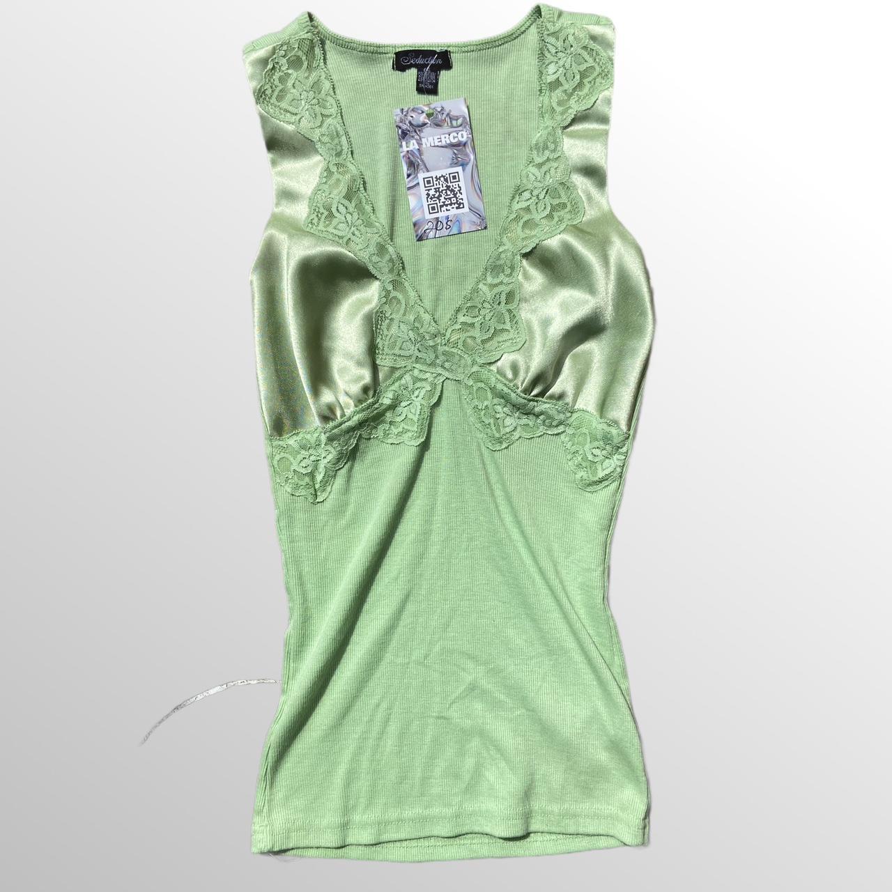 Green cami top yk2 Size small 5$ untracked shipping🫶🏻🫶🏻 - Depop