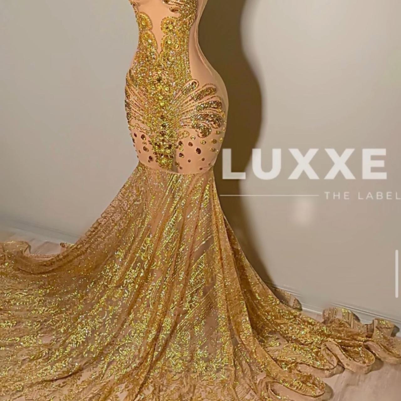 Gold custom dress. Size medium can be made smaller.... - Depop