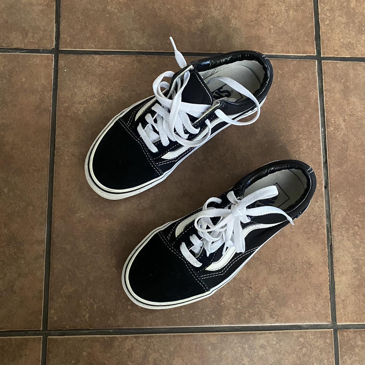 Black and white Vans Size 6.5 Women Basically new... - Depop