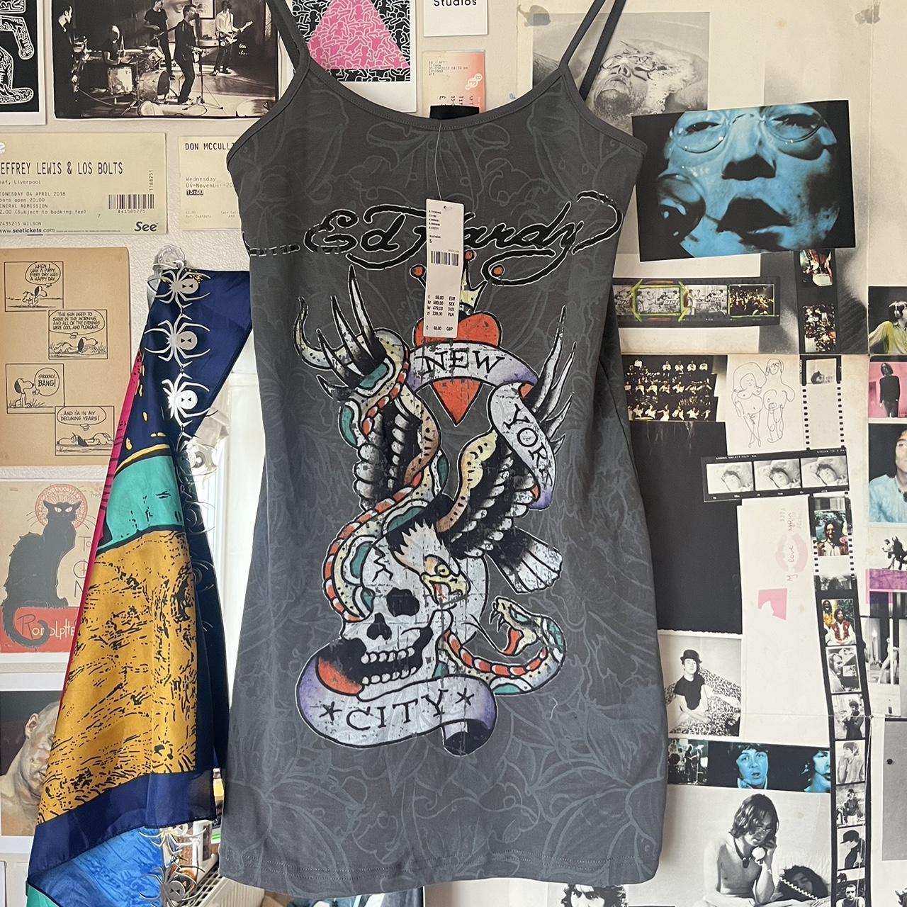 Ed Hardy Women's Grey Dress | Depop
