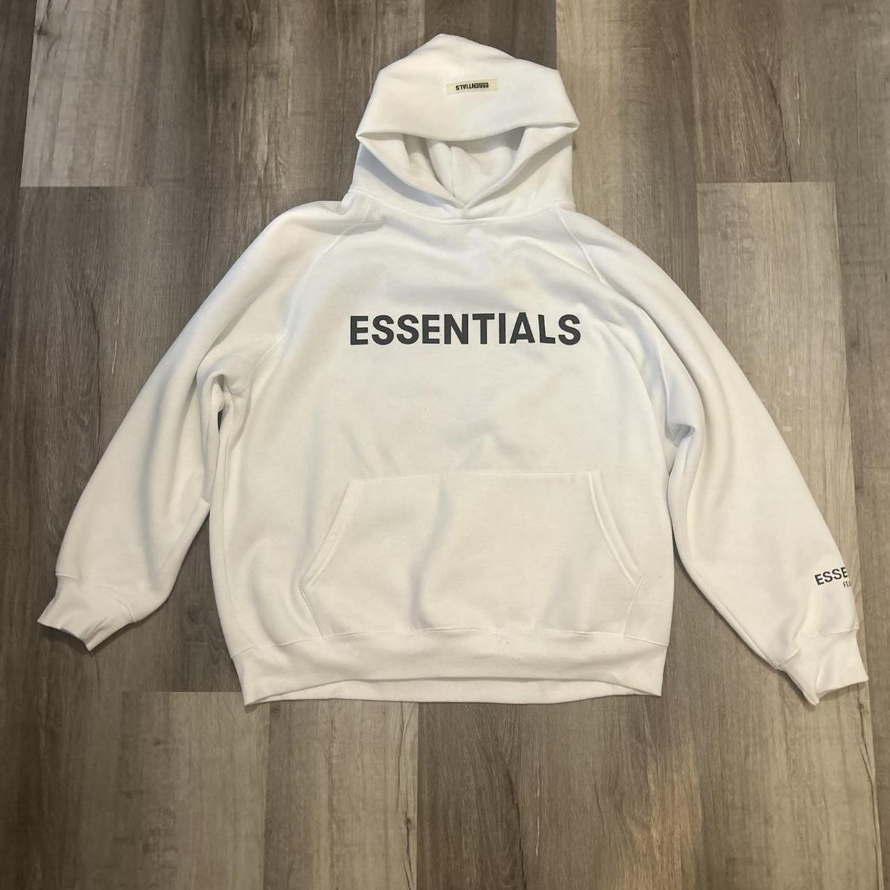 Fear Of God Essentials White Hoodie Size Medium... - Depop