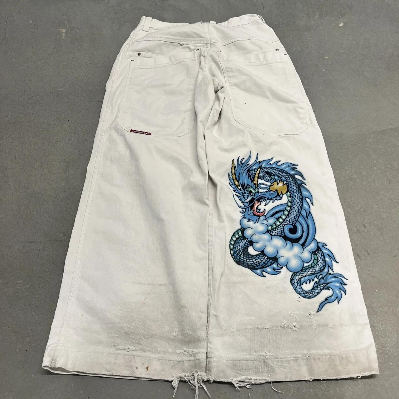 GRAIL jnco white dragon jeans 34x32 - Depop