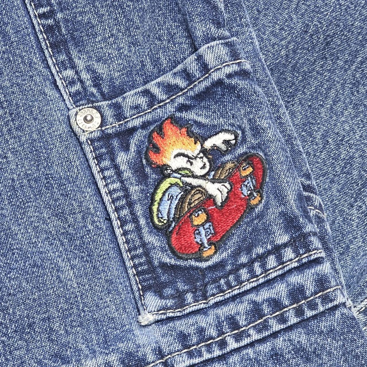Vintage JNCO Jeans Flamehead embroidered logo skate... - Depop