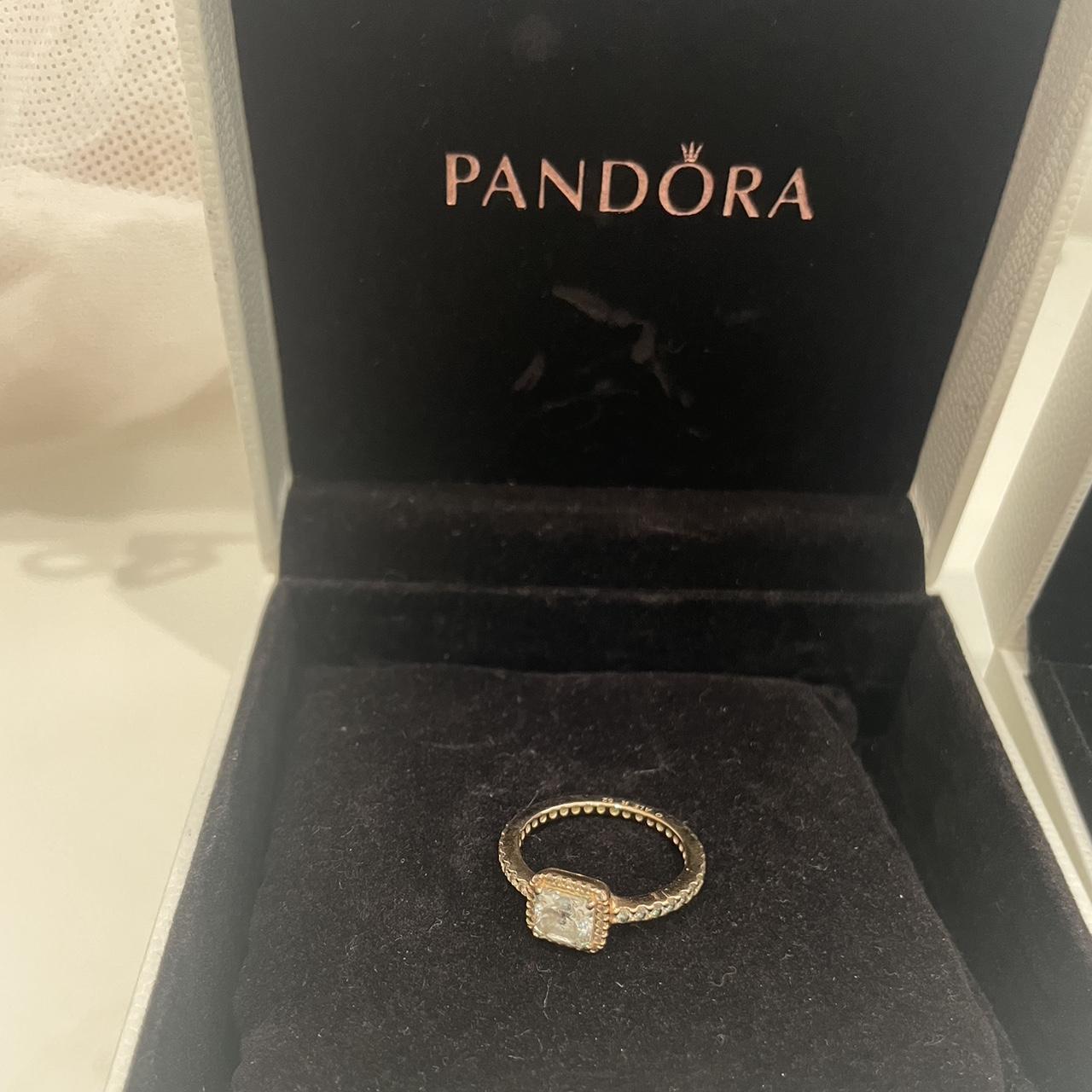 square sparkle hall ring pandora rose gold plated... - Depop