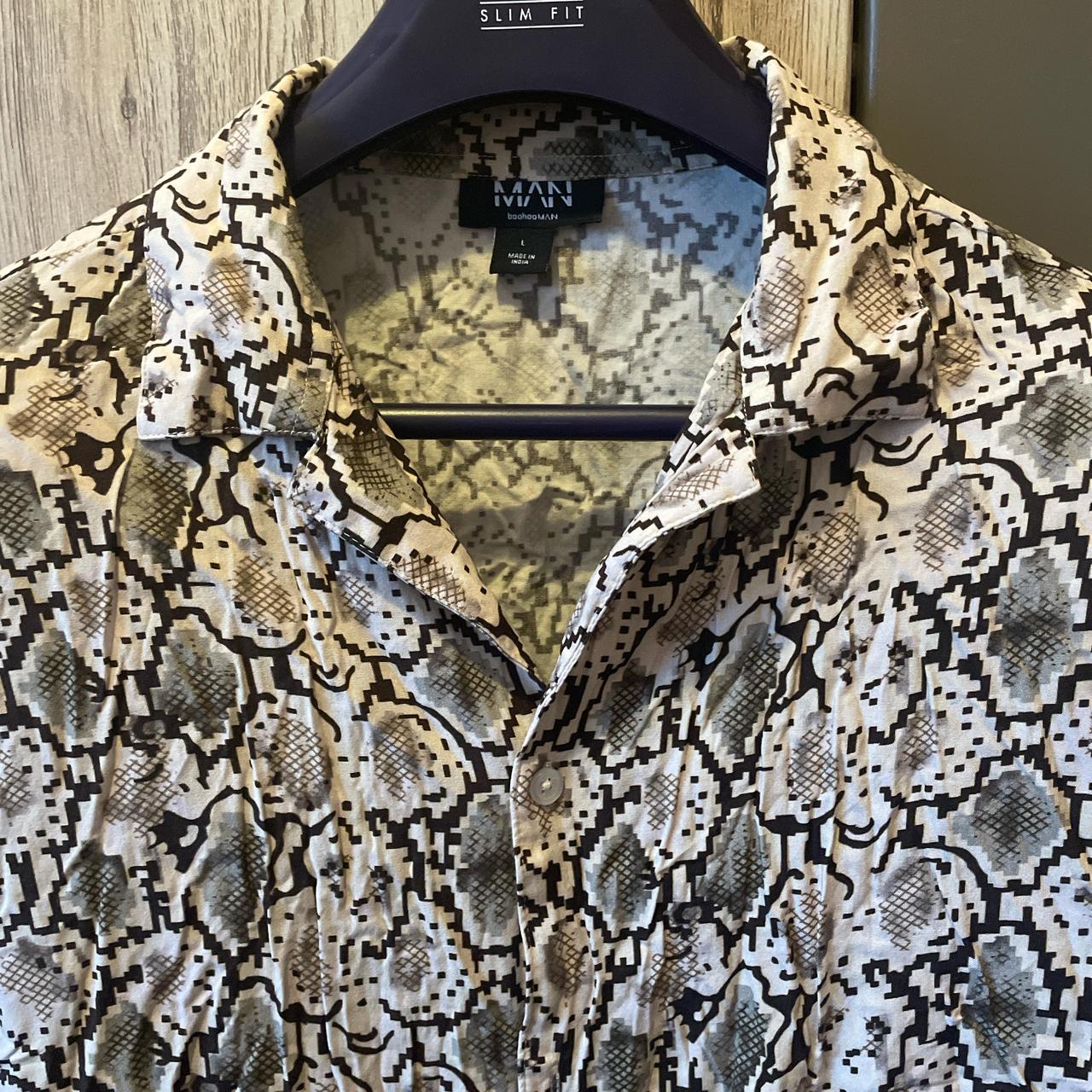 Boohoo snake skin print shirt immaculate condition... - Depop