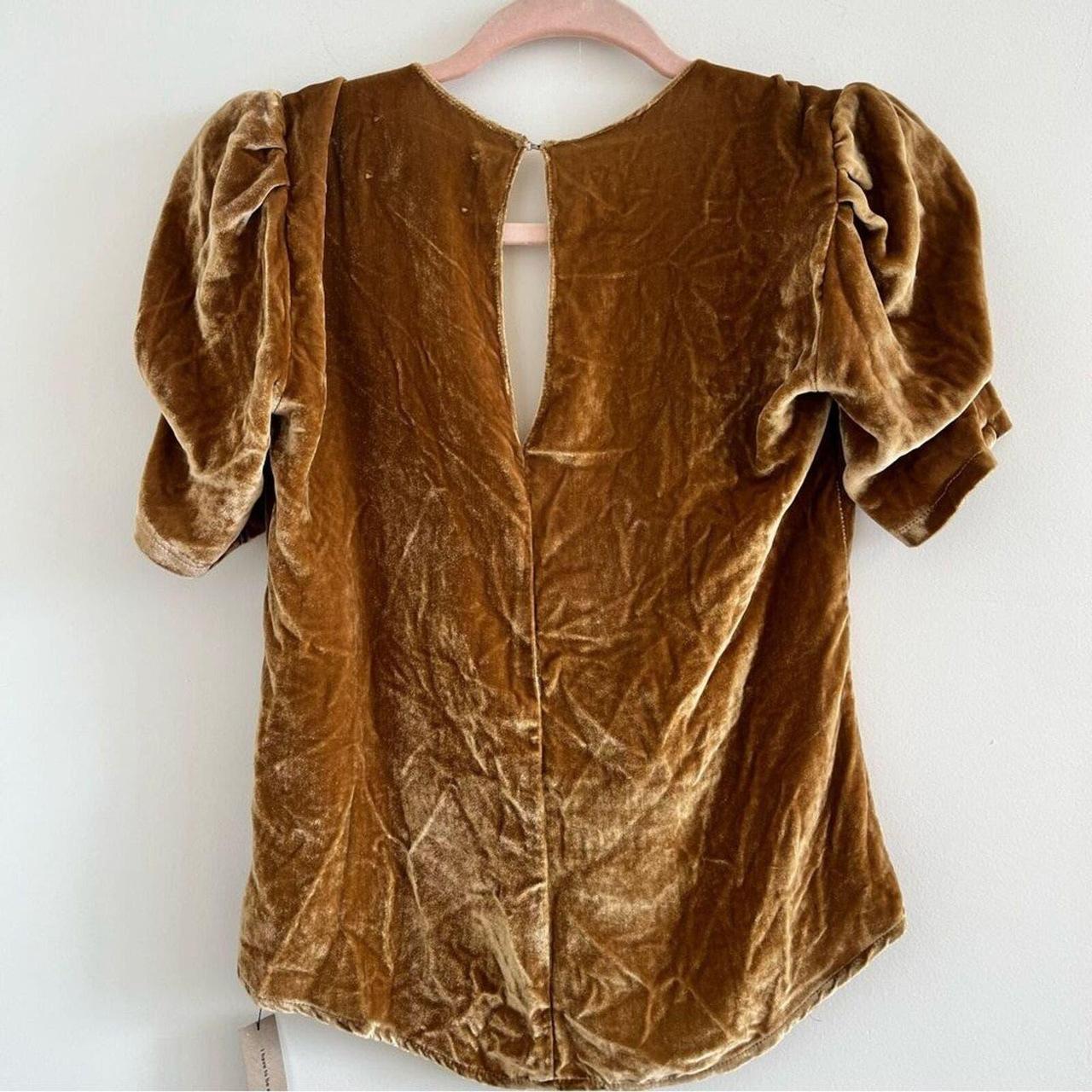 Reformation Fiona Velvet Gold Top NWT Size Small - Depop