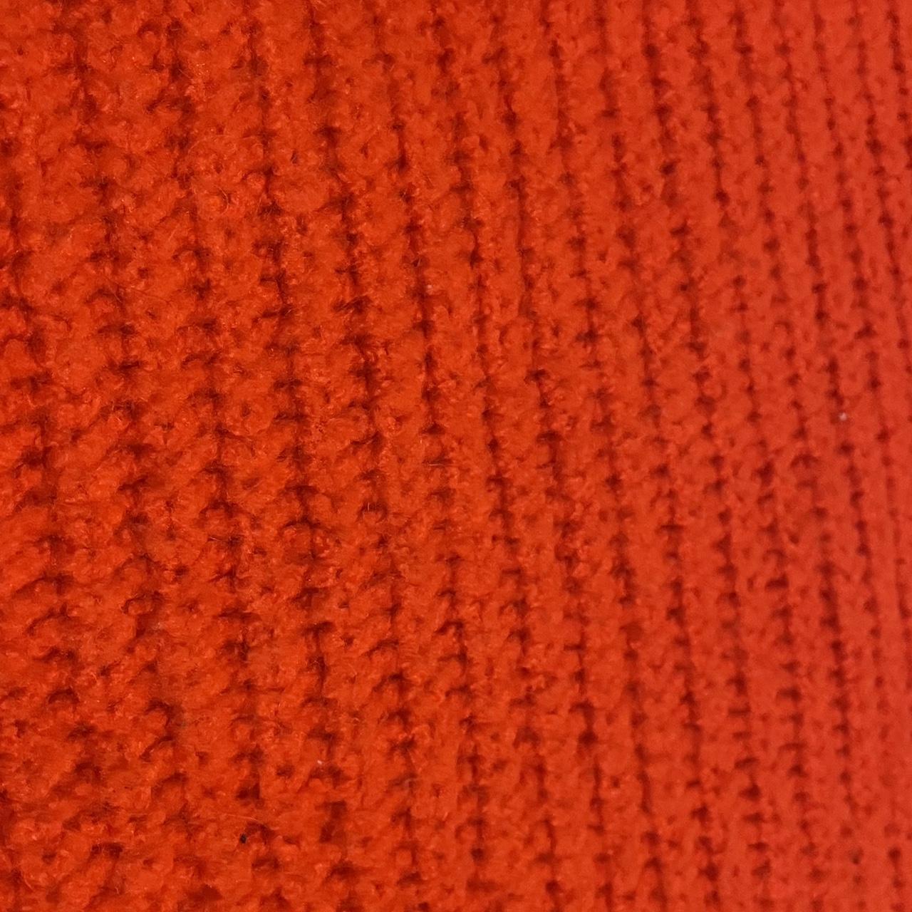 neon orange cable knit cowl neck cropped sweater... - Depop