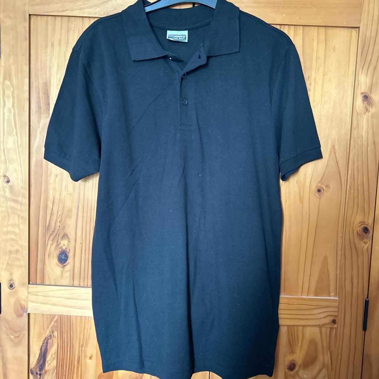 Men’s plain black polo top - Depop