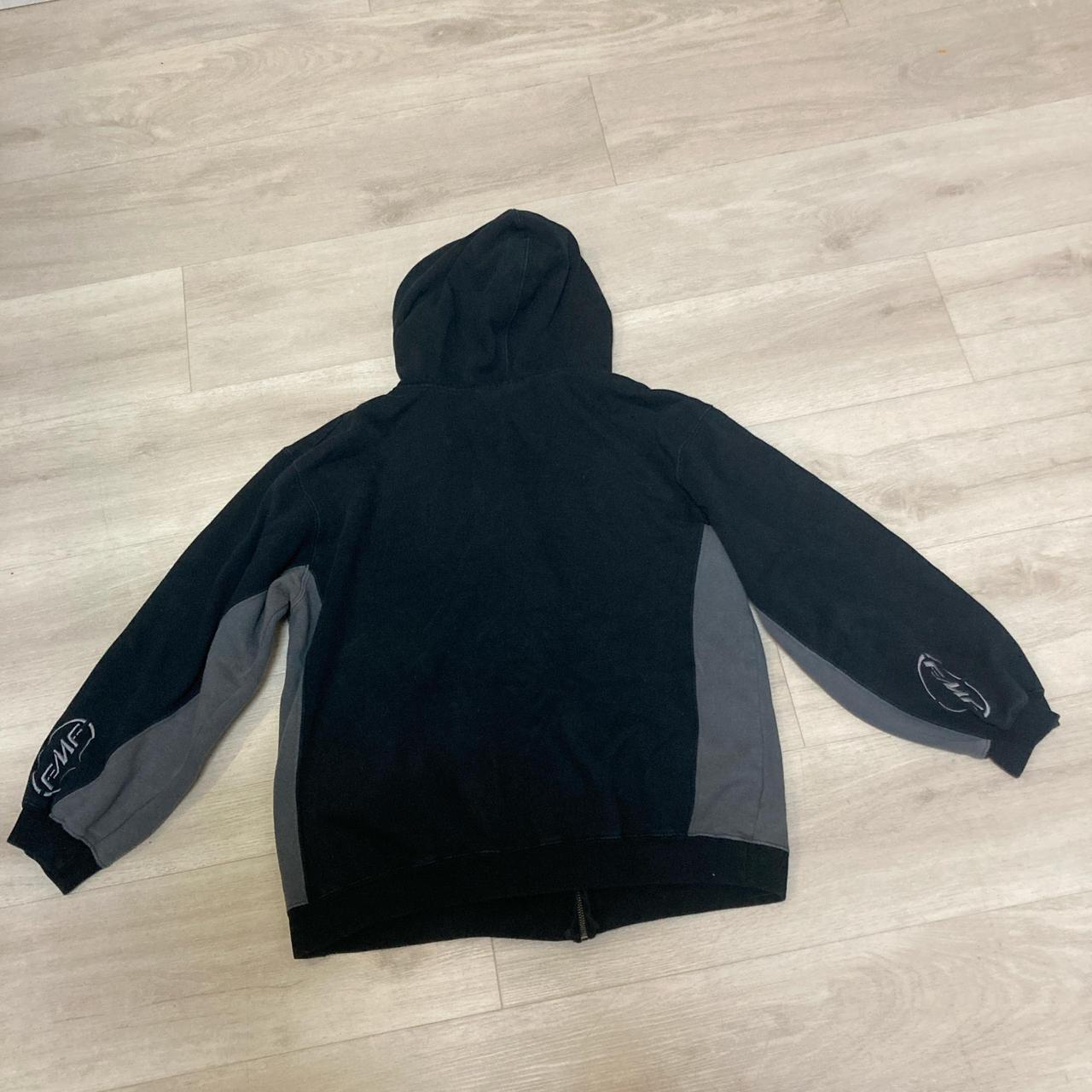Black and grey hoodie zip up super vintage FMF [fast... - Depop
