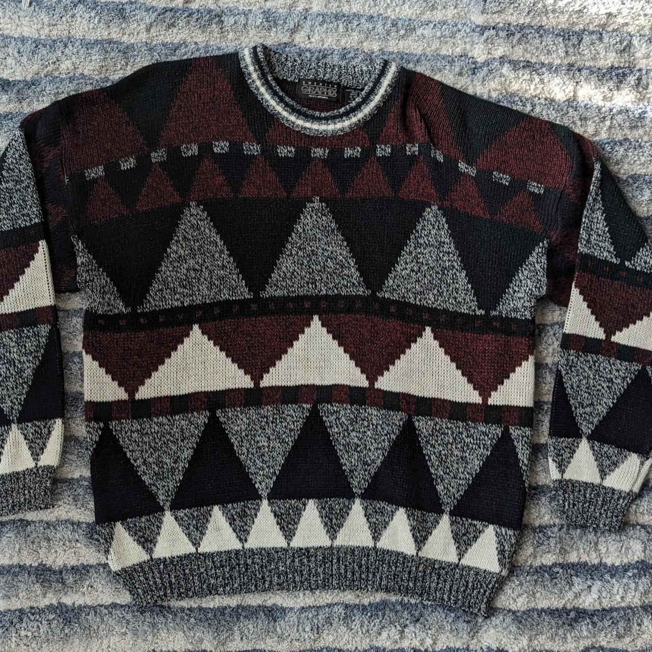 Mens lighter weight funky pattern sweater.... - Depop