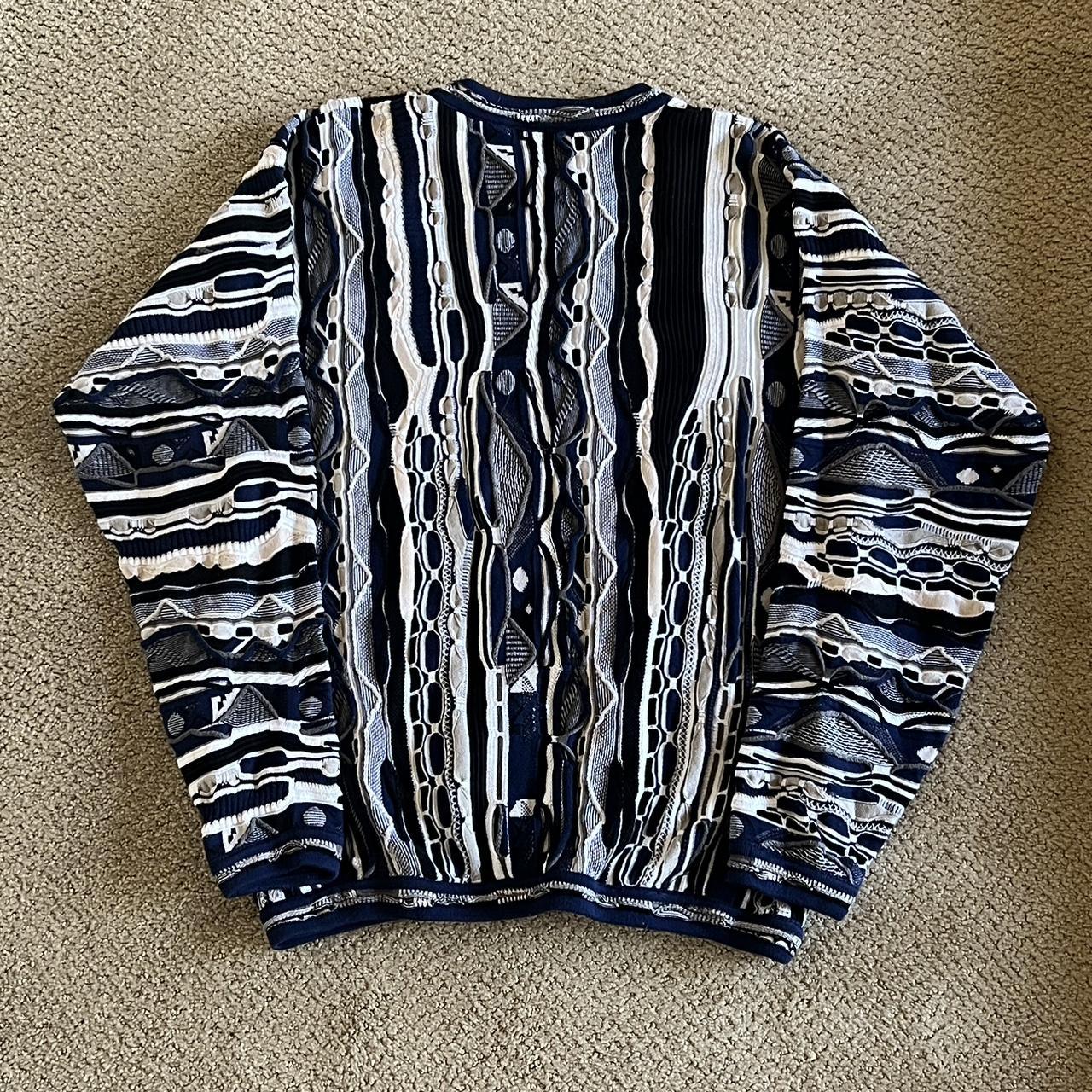 Coogi-inspired navy and white sweater, made by... - Depop