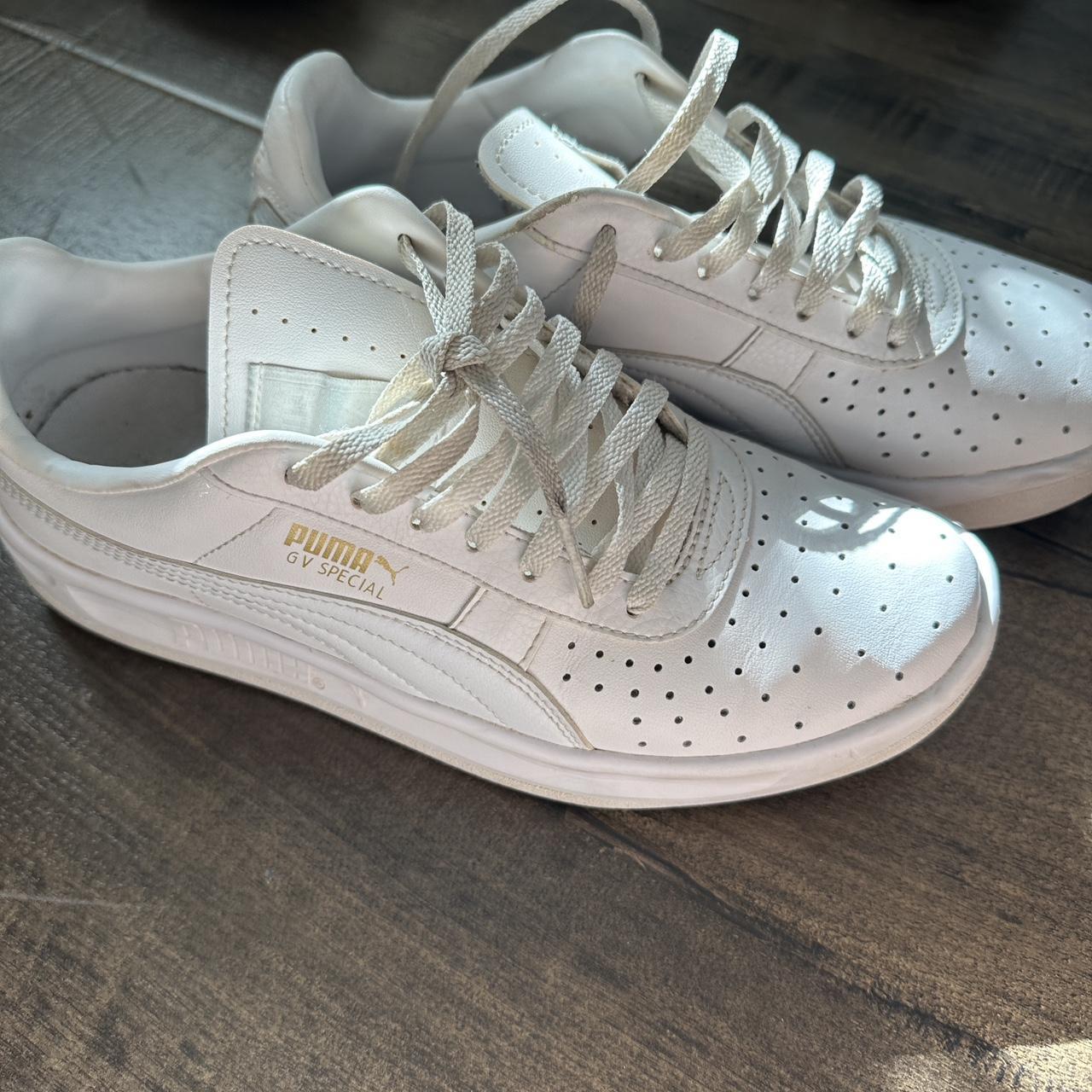 White Puma trainers Worn a few times but they look... - Depop