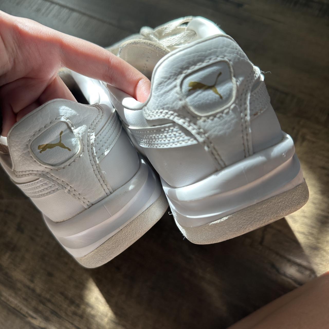 White Puma trainers Worn a few times but they look... - Depop