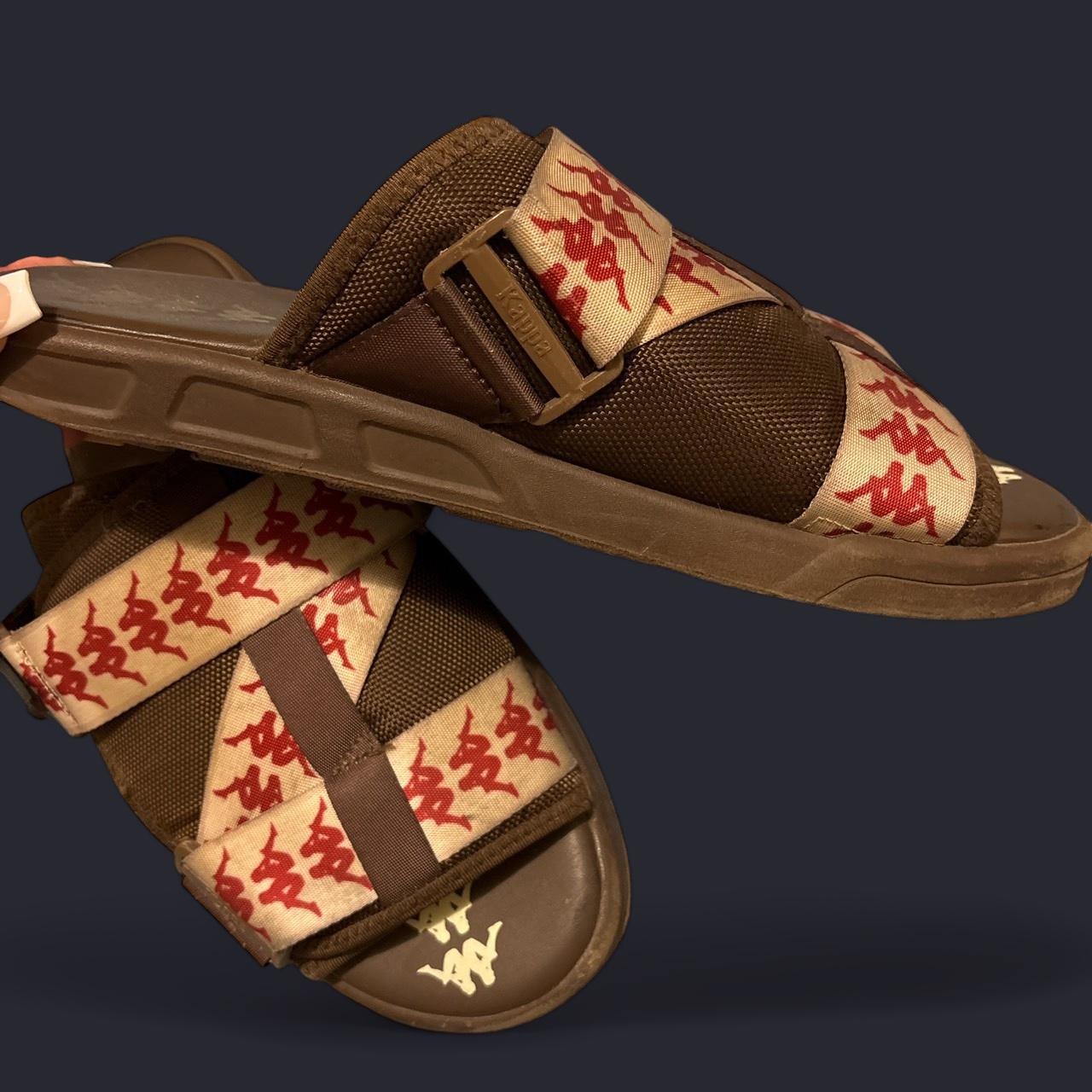 Brown and red Kappa slides #slides | Depop
