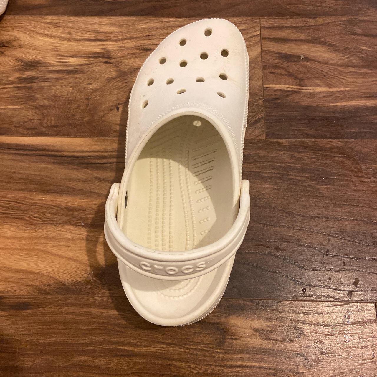 White crocs, a bit worn. Slight crease but not too... - Depop