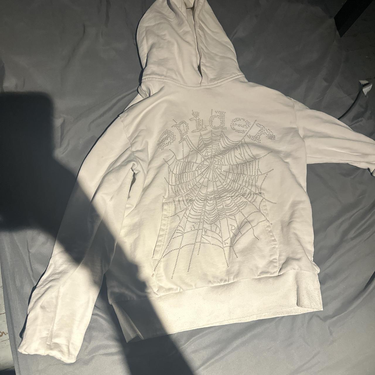 White Sp5der hoodie Real . $100 for now , I’ll take... - Depop