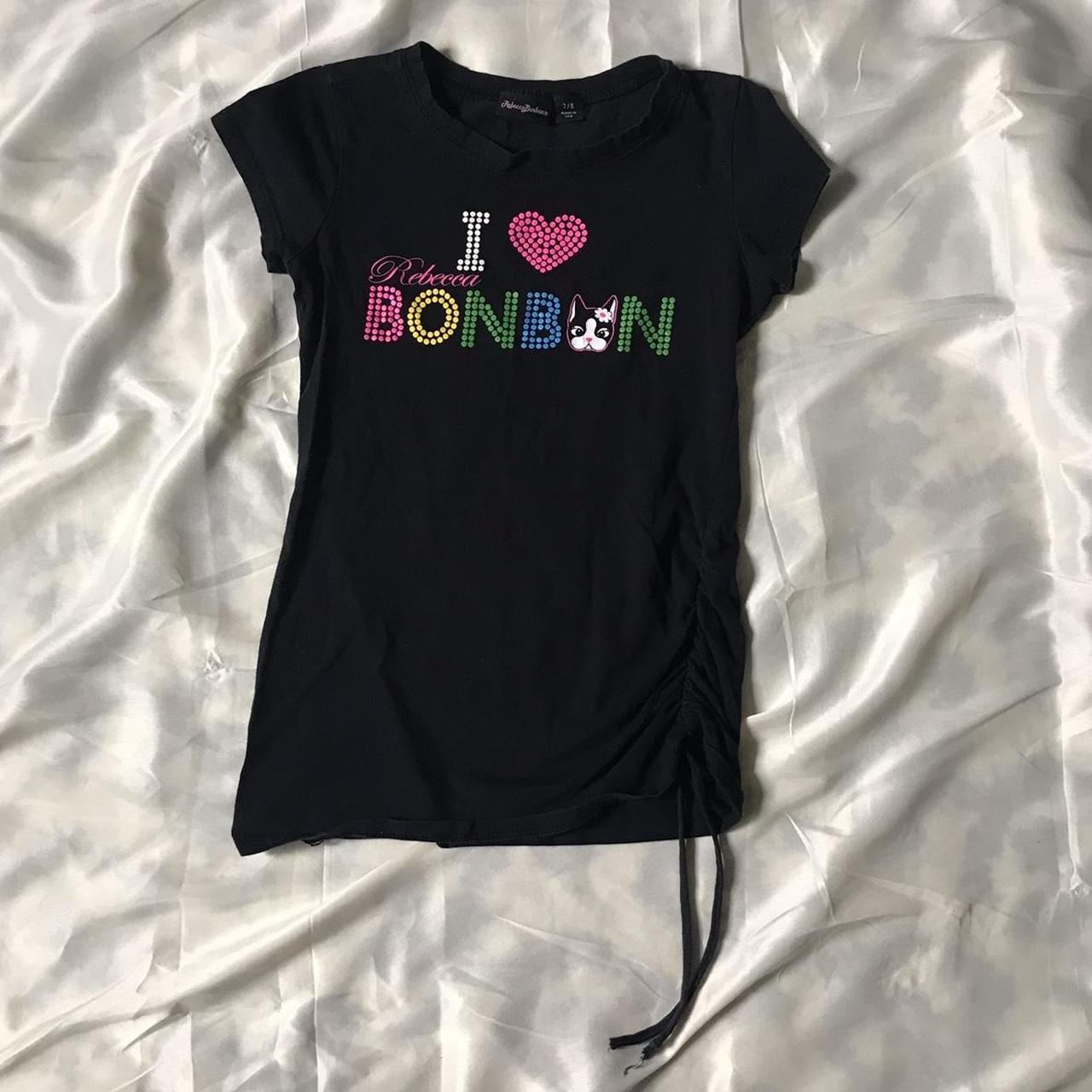 i heart rebecca bon bon cinched baby tee 🐼 so cute!... | Depop