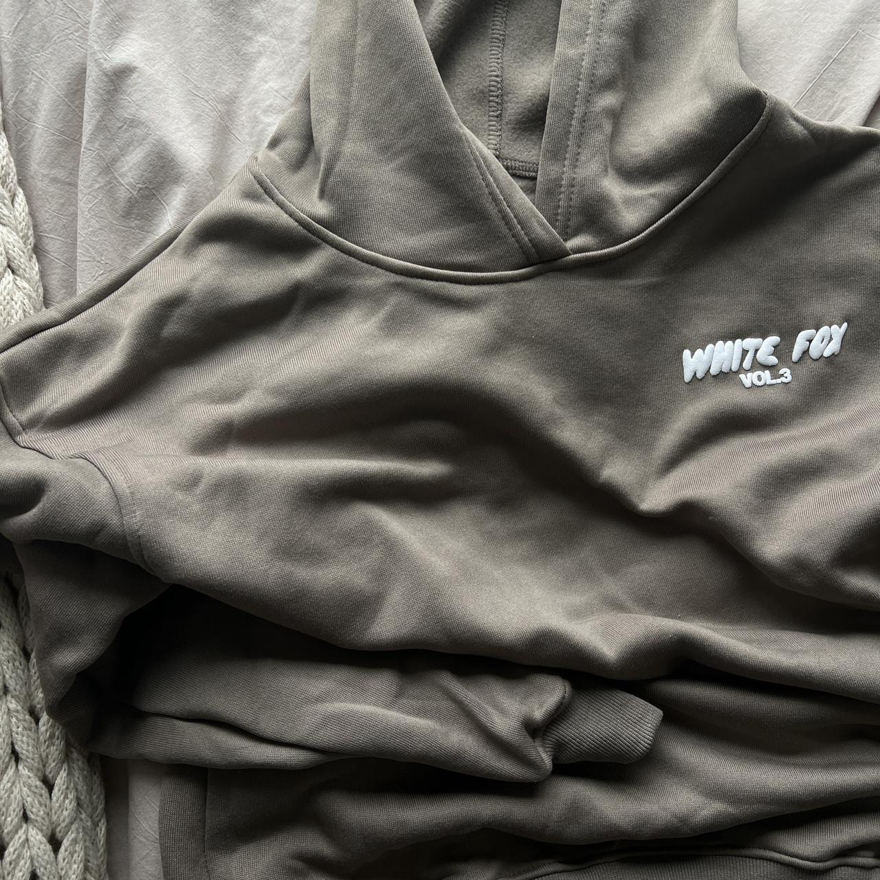 white fox 2 piece sweats and hoodie set, tan size M,... - Depop