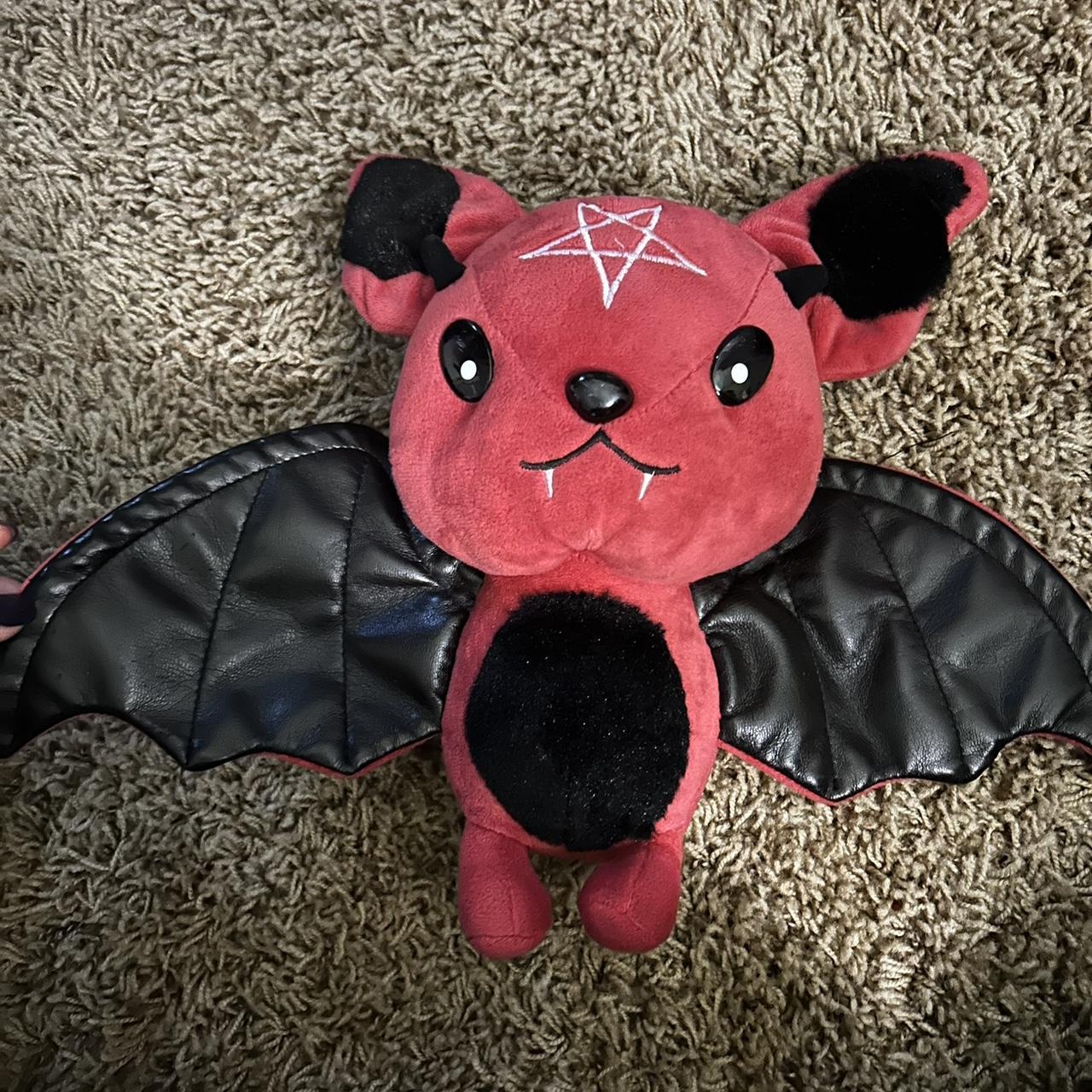 Red and black Satan bat plush #goth #halloween - Depop