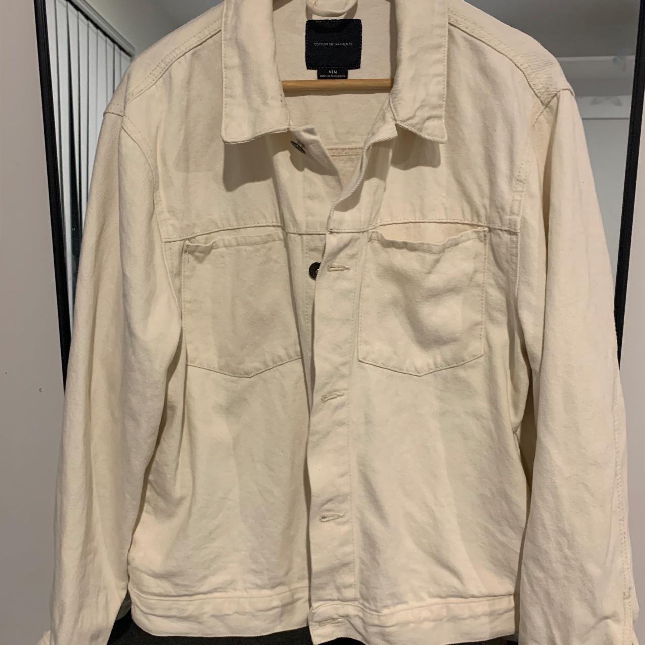 Cotton On Cream denim jacket - Size M - Excellent... - Depop