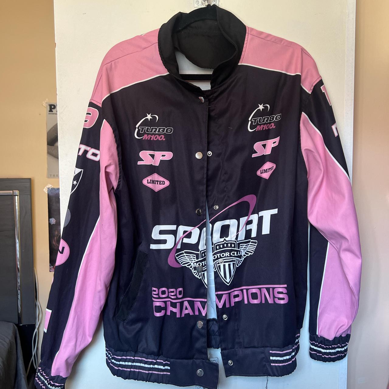 Black and pink racing jacket #motorsport #y2k... - Depop