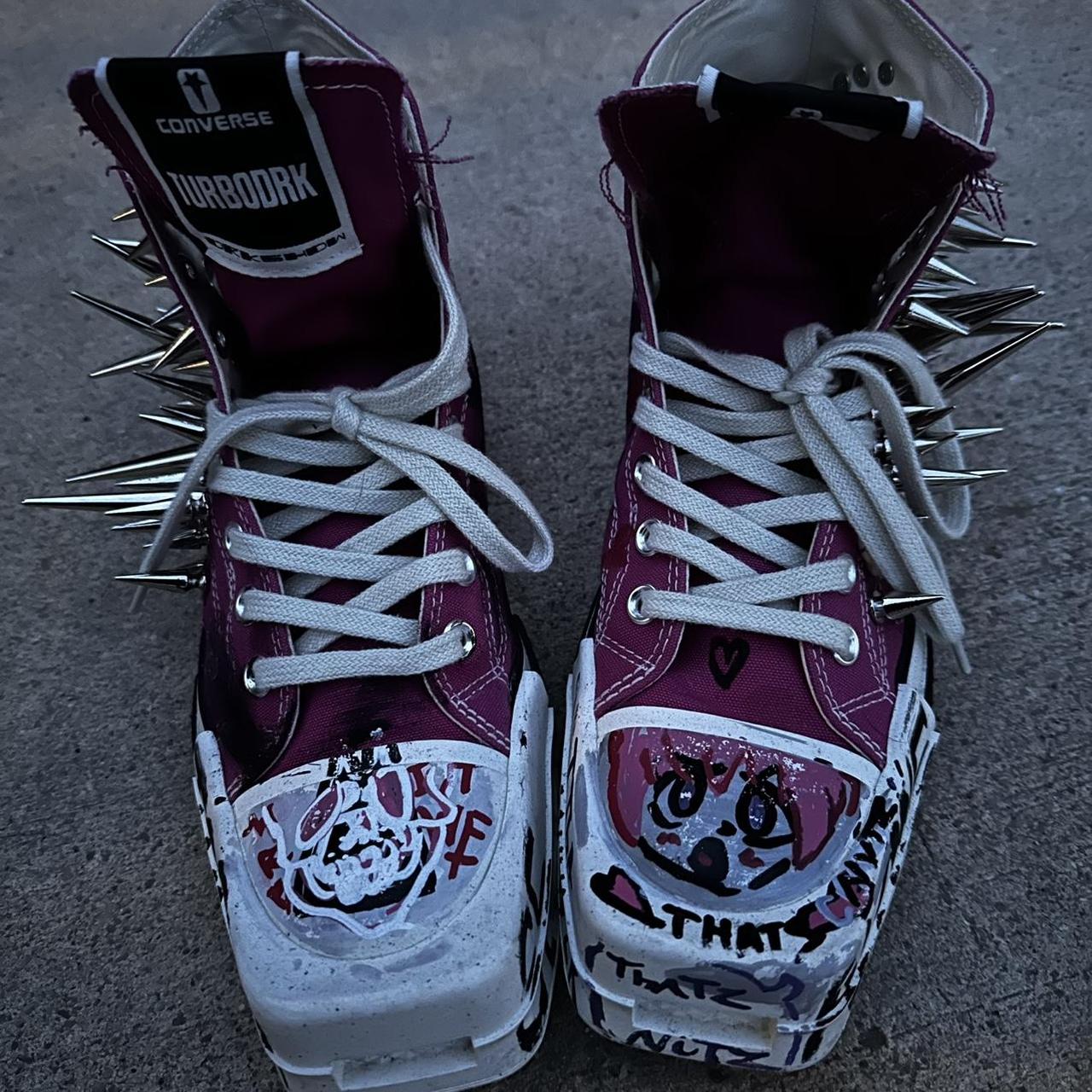Rick Owen’s spike converse graffiti thrashed... | Depop