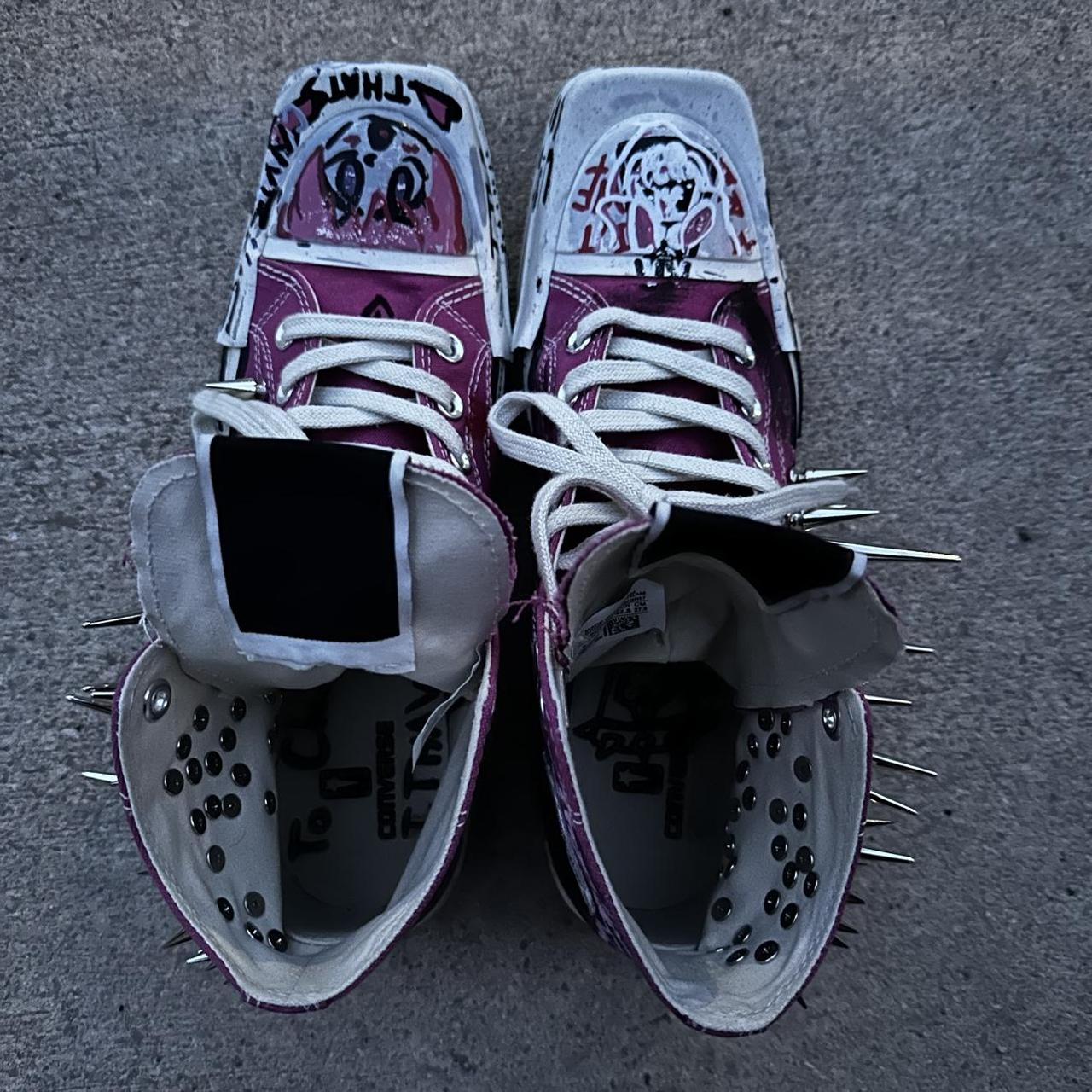 Rick Owen’s spike converse graffiti thrashed... | Depop