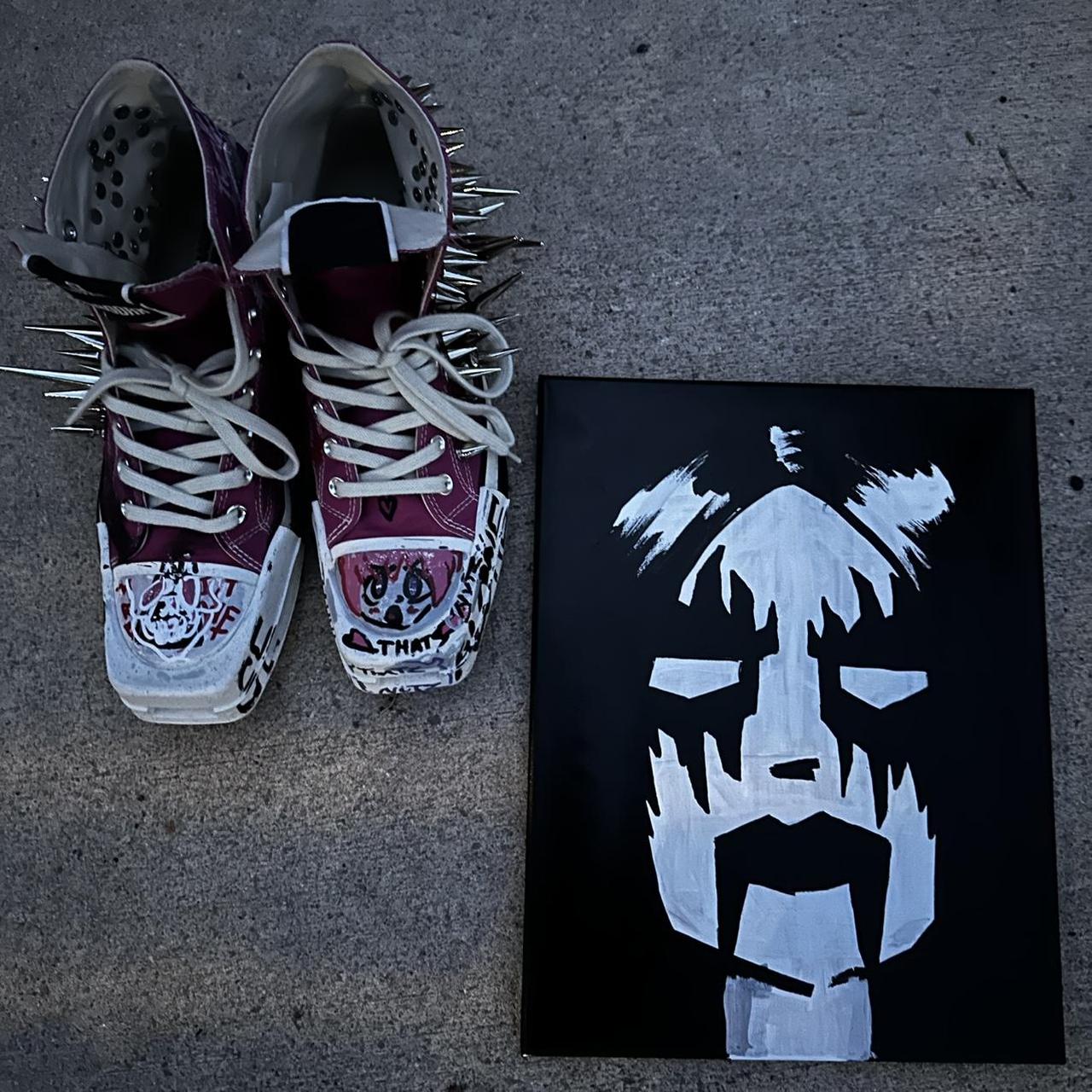 Rick Owen’s spike converse graffiti thrashed... | Depop