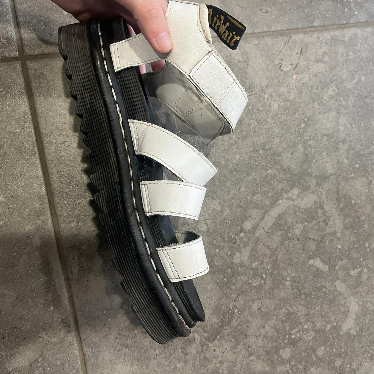 doc marten blaire platform sandal in white worn but... - Depop
