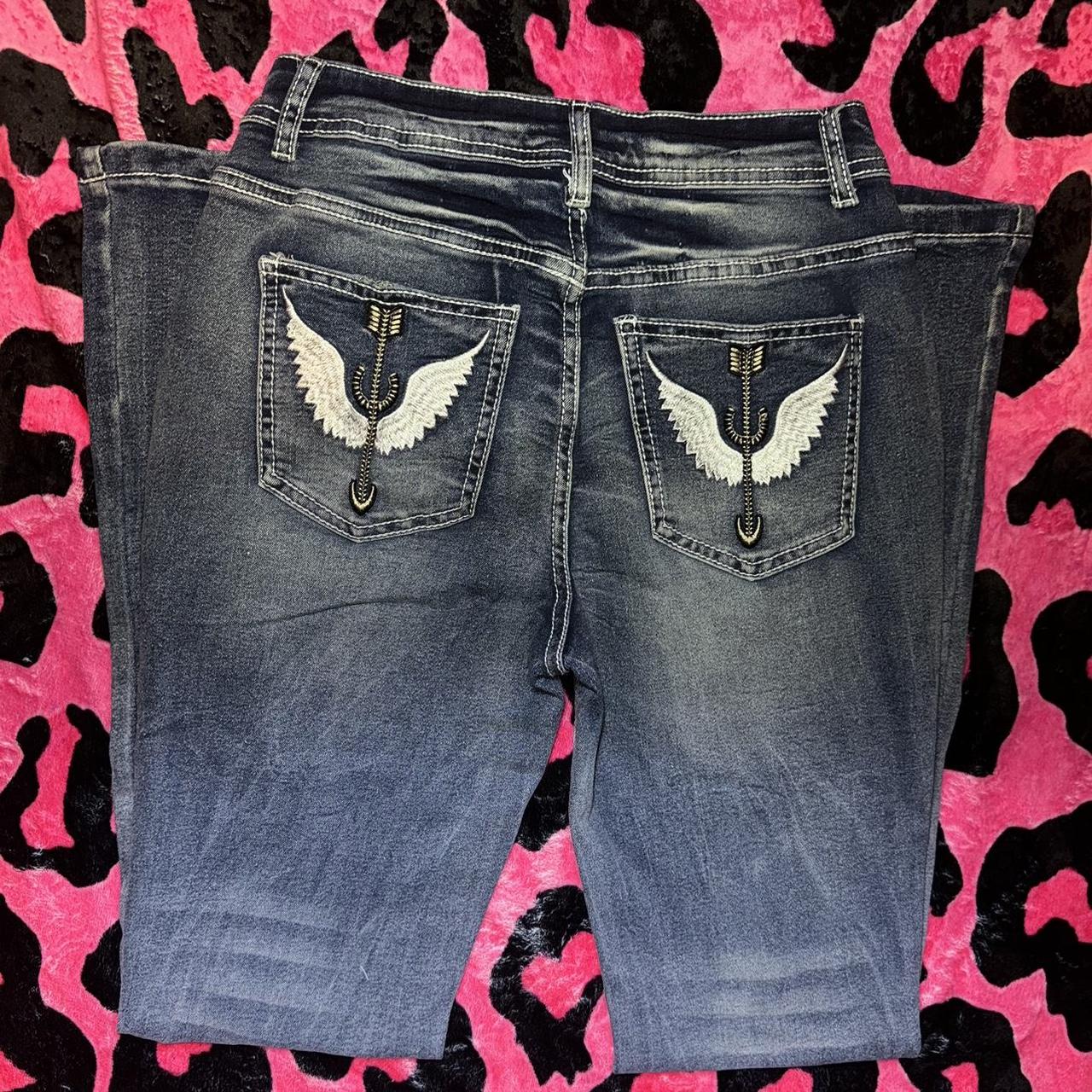 wing decal vintage jeans regular fit miss me jean... - Depop