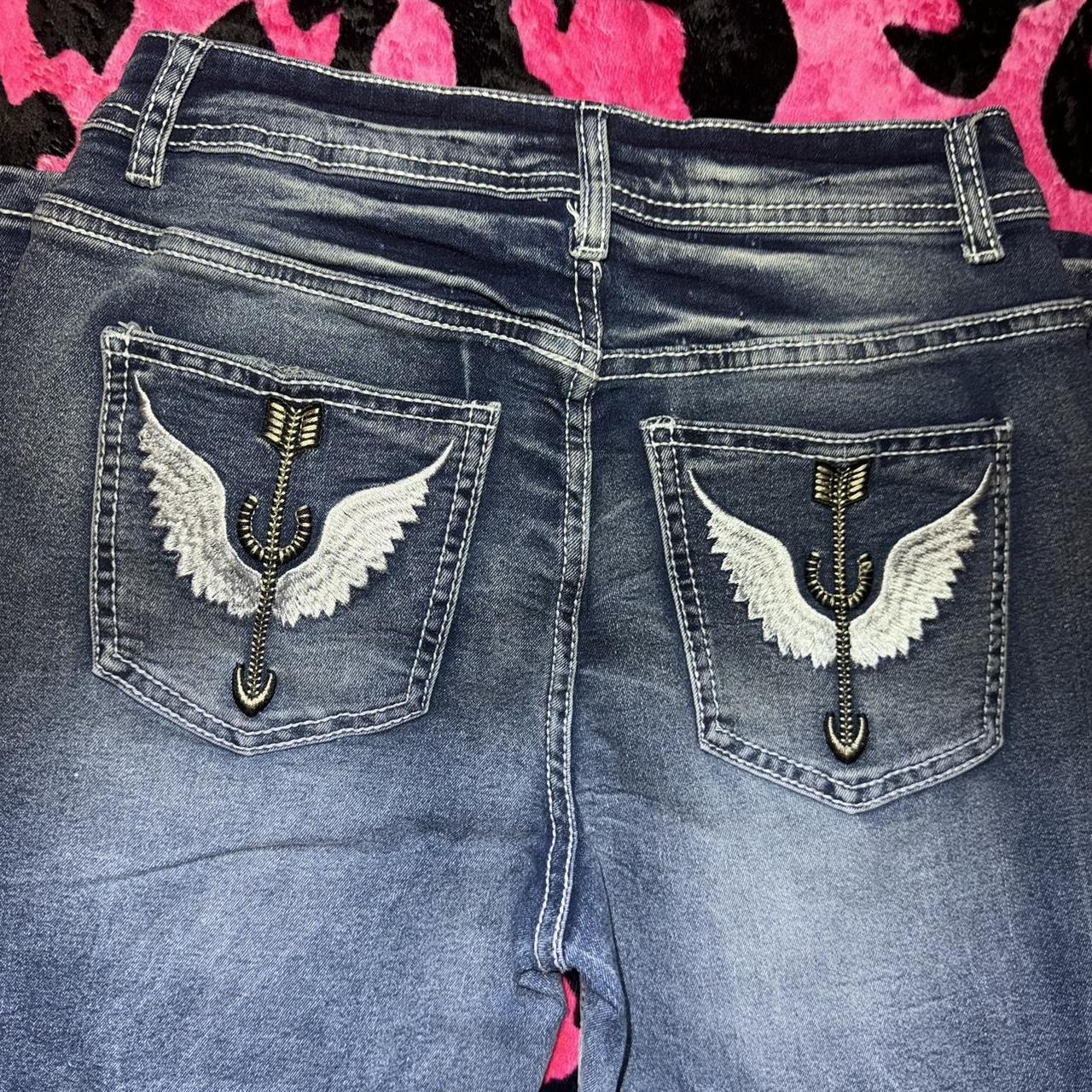 wing decal vintage jeans regular fit miss me jean... - Depop